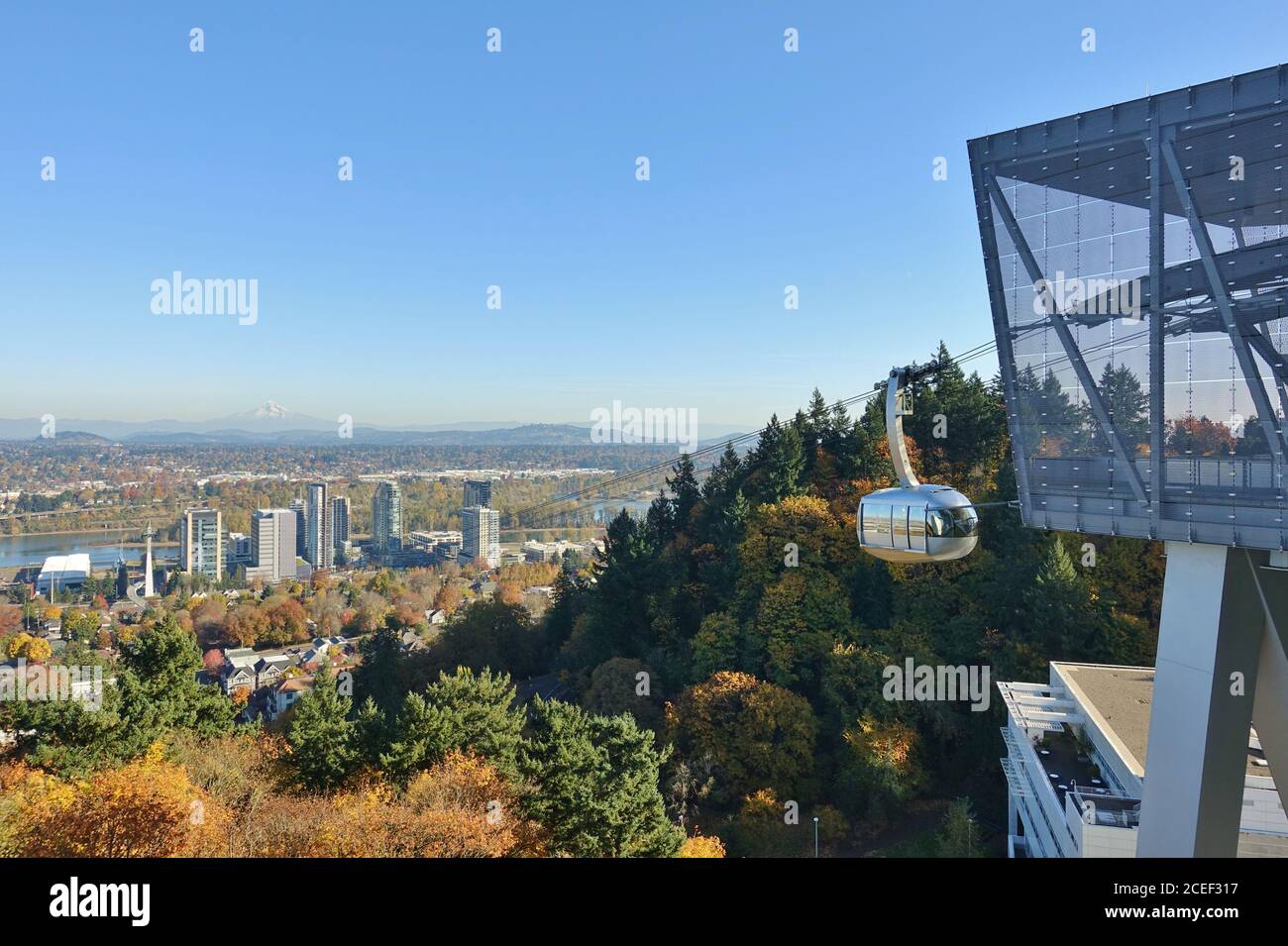 PORTLAND, OR -2 NOV 2019- View of the Portland skyline and the Portland ...