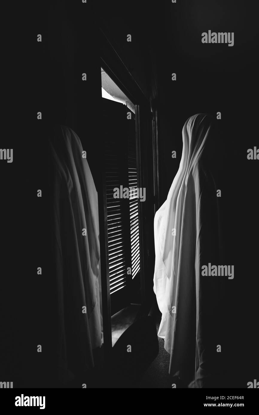 Person disguised as a ghost for Halloween Stock Photo - Alamy