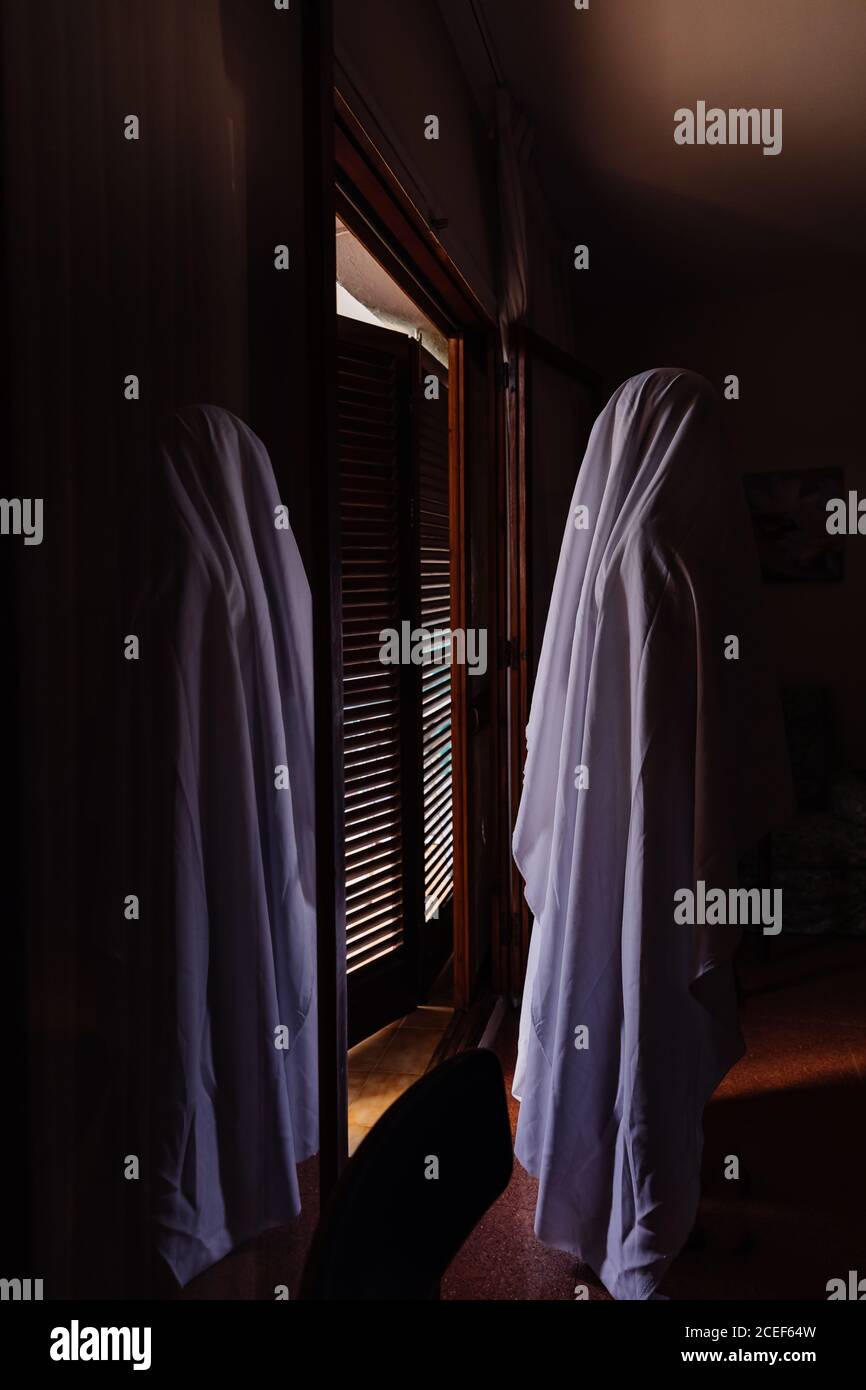 Person disguised as a ghost for Halloween Stock Photo - Alamy