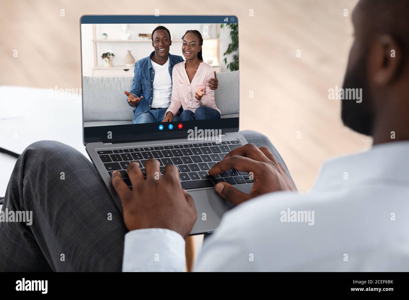 Marriage Therapy Online. Counselor speaking with couple via video call ...