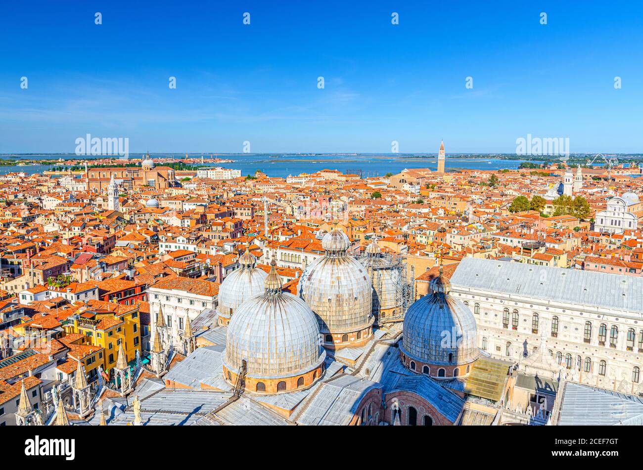 Aerial panoramic view of Venice city historical centre with old ...