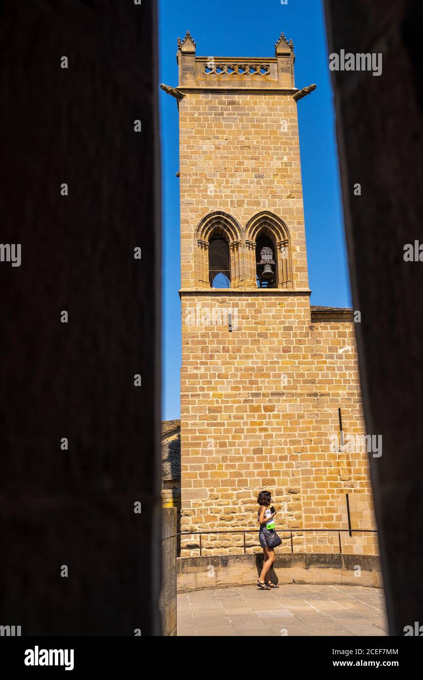Vertical shot of a young lady in a castle in Navarra, Spain Stock Photo ...