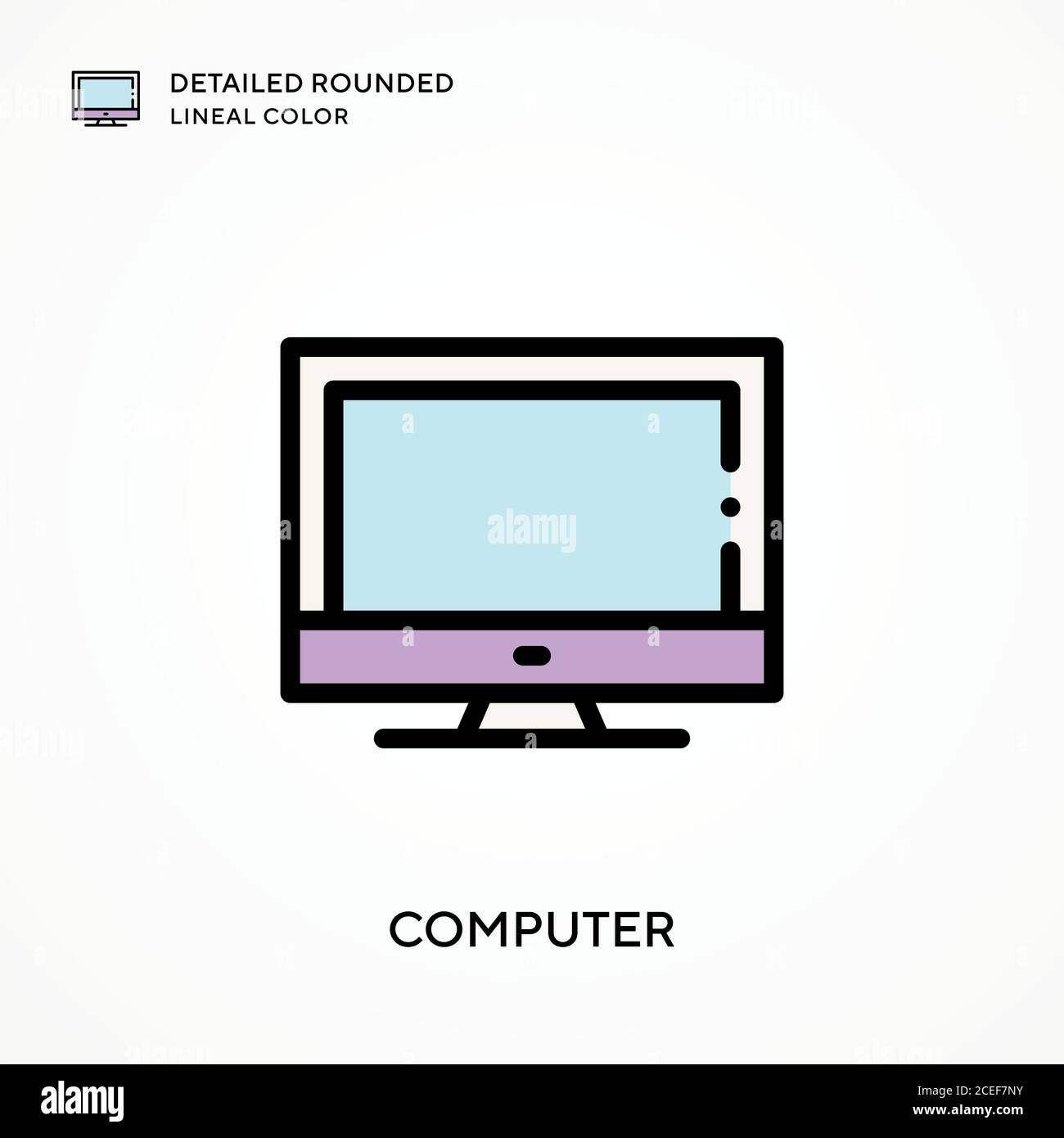 Computer detailed rounded lineal color. Modern vector illustration ...