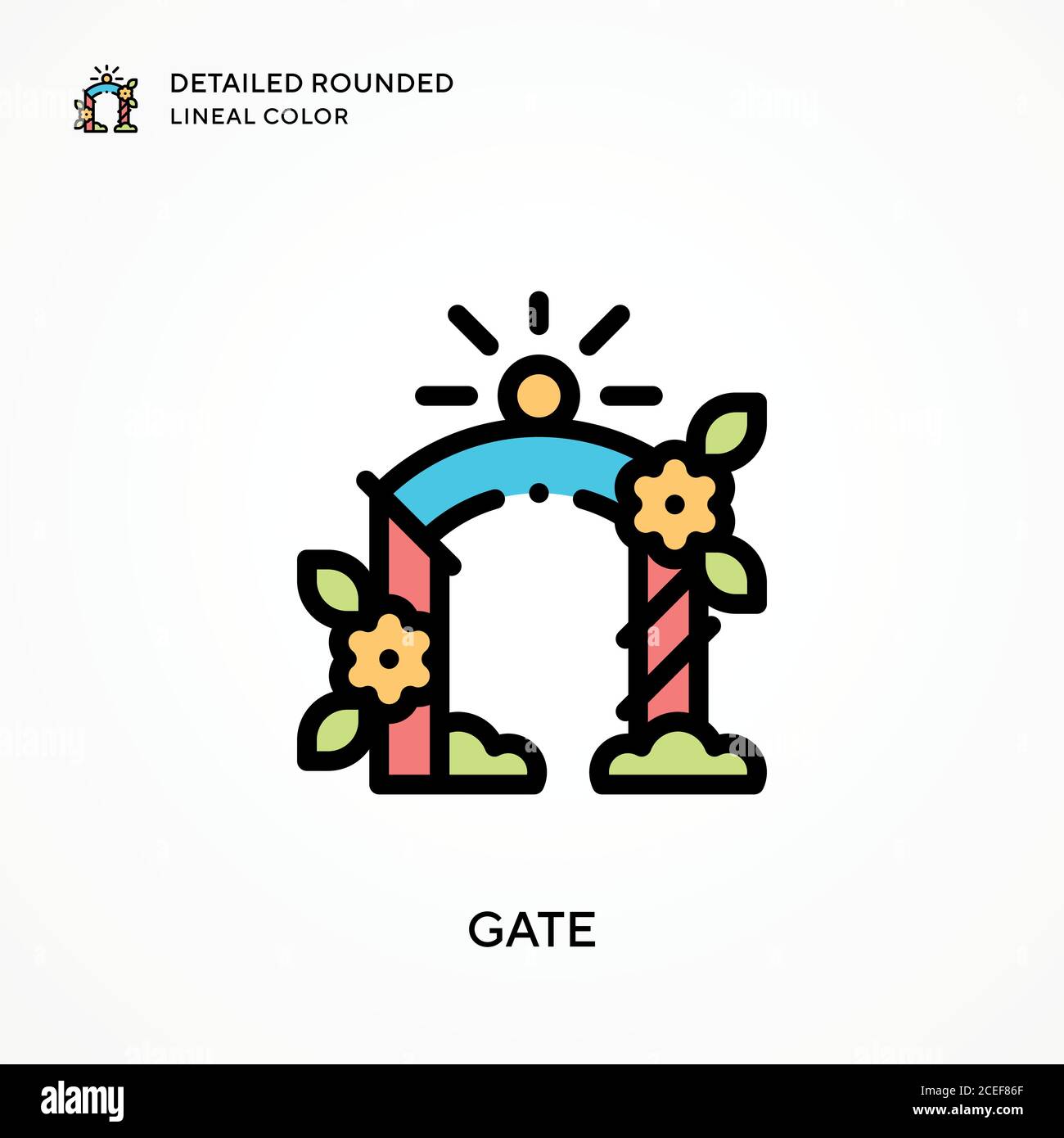 Gate detailed rounded lineal color. Modern vector illustration concepts. Easy to edit and ...