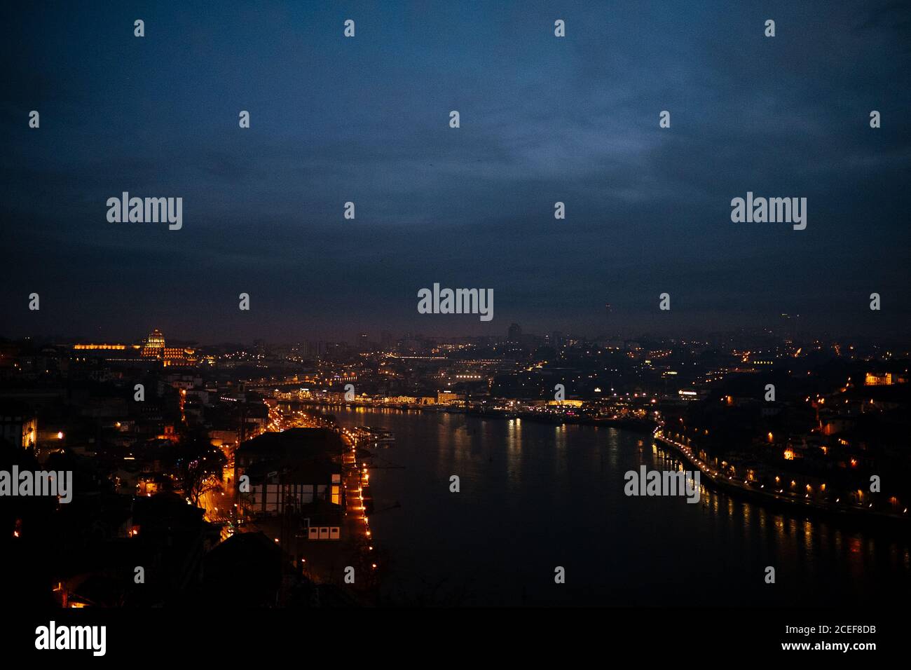 Beautiful drone view of dark cloudy sky over magnificent illuminated ...