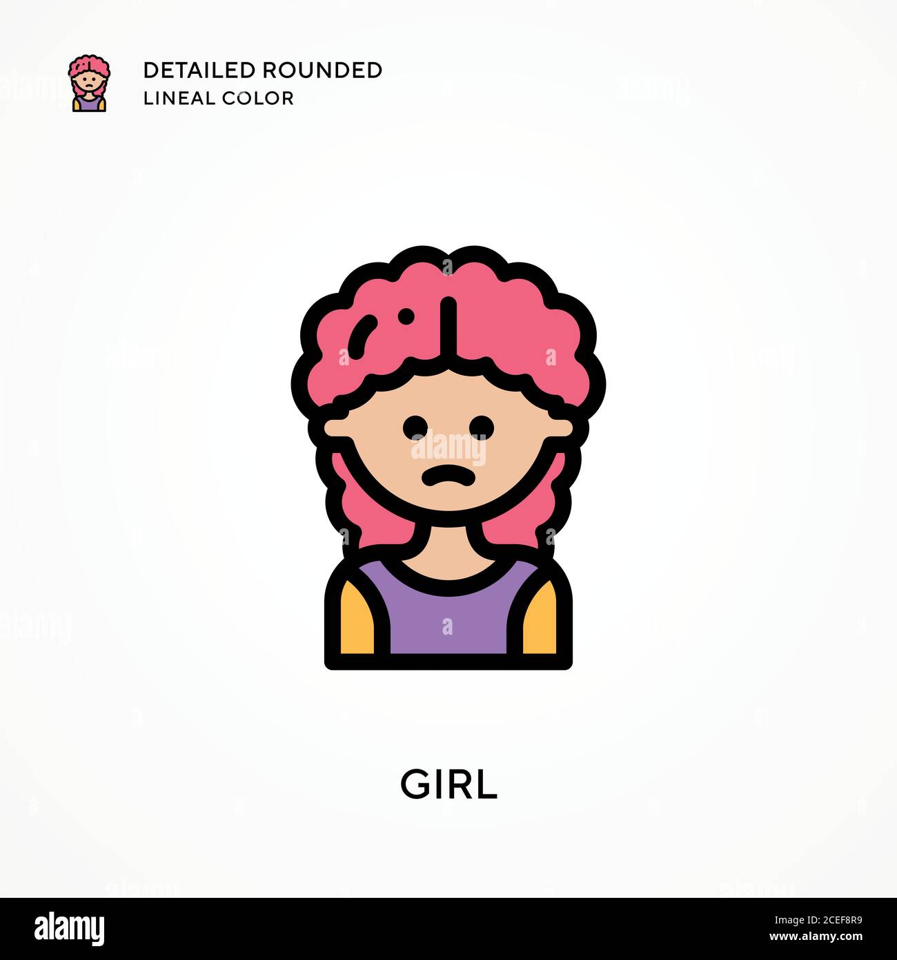 Girl detailed rounded lineal color. Modern vector illustration concepts ...