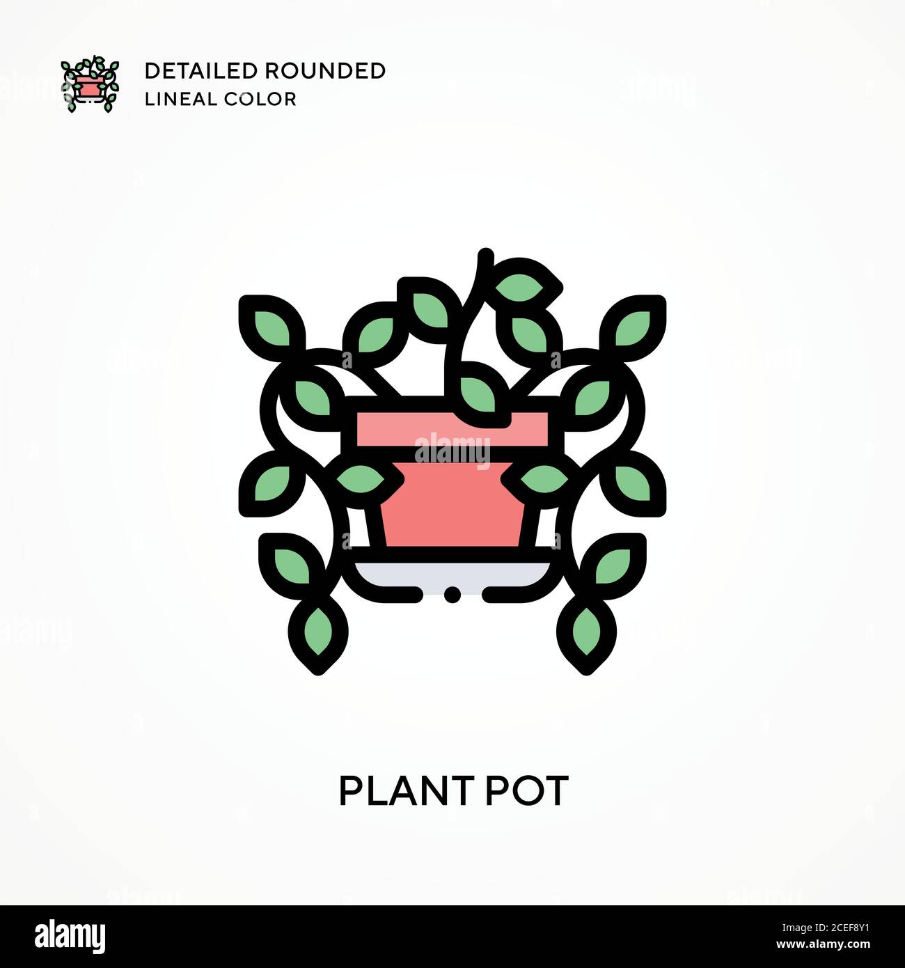 Plant pot detailed rounded lineal color. Modern vector illustration concepts. Easy to edit and ...