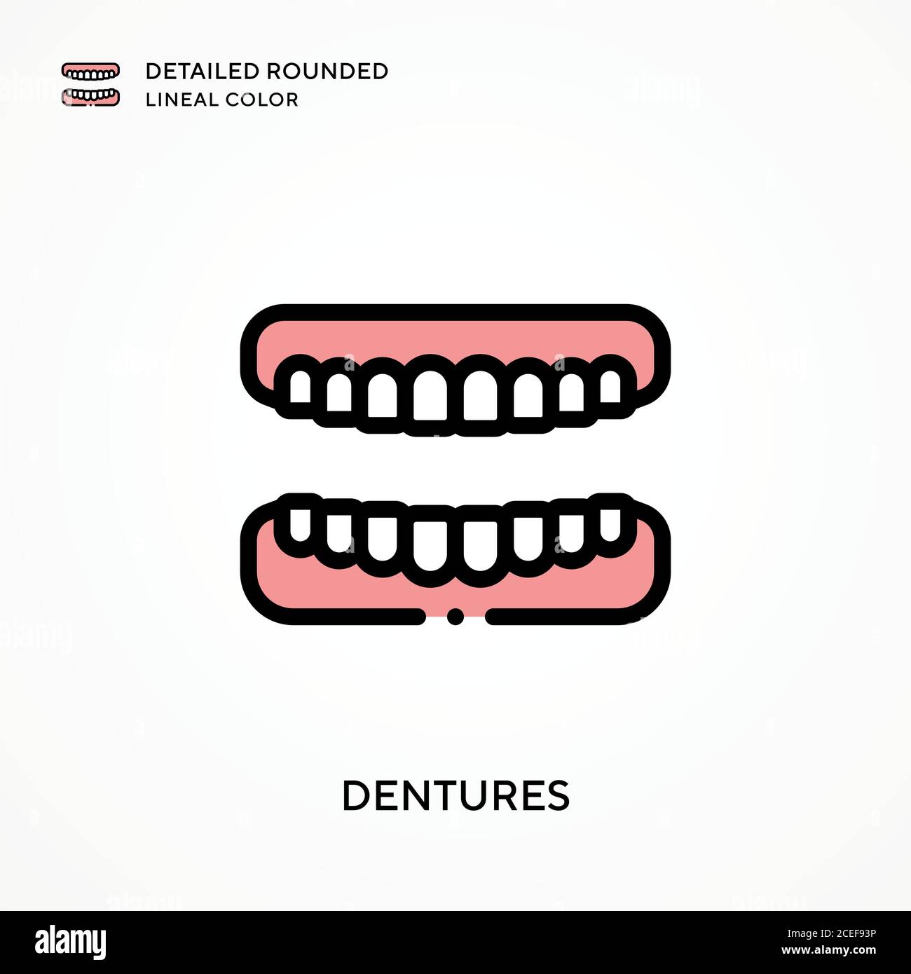 Dentures detailed rounded lineal color. Modern vector illustration ...