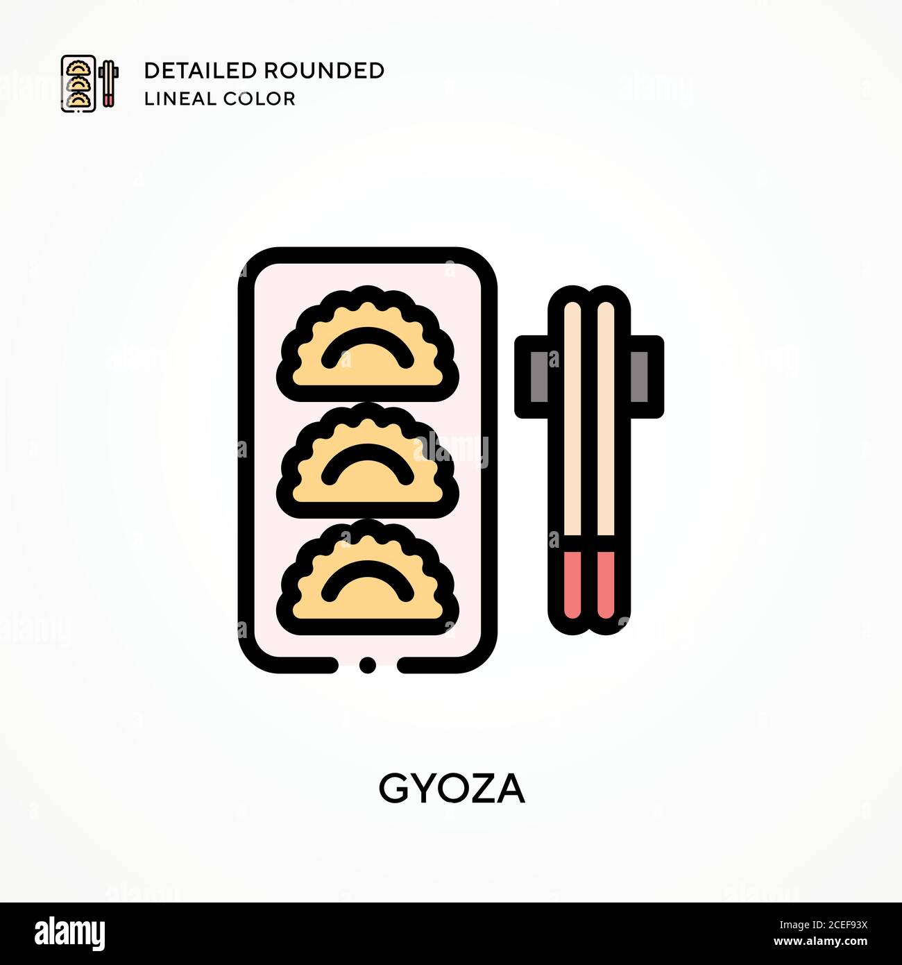 Gyoza detailed rounded lineal color. Modern vector illustration ...