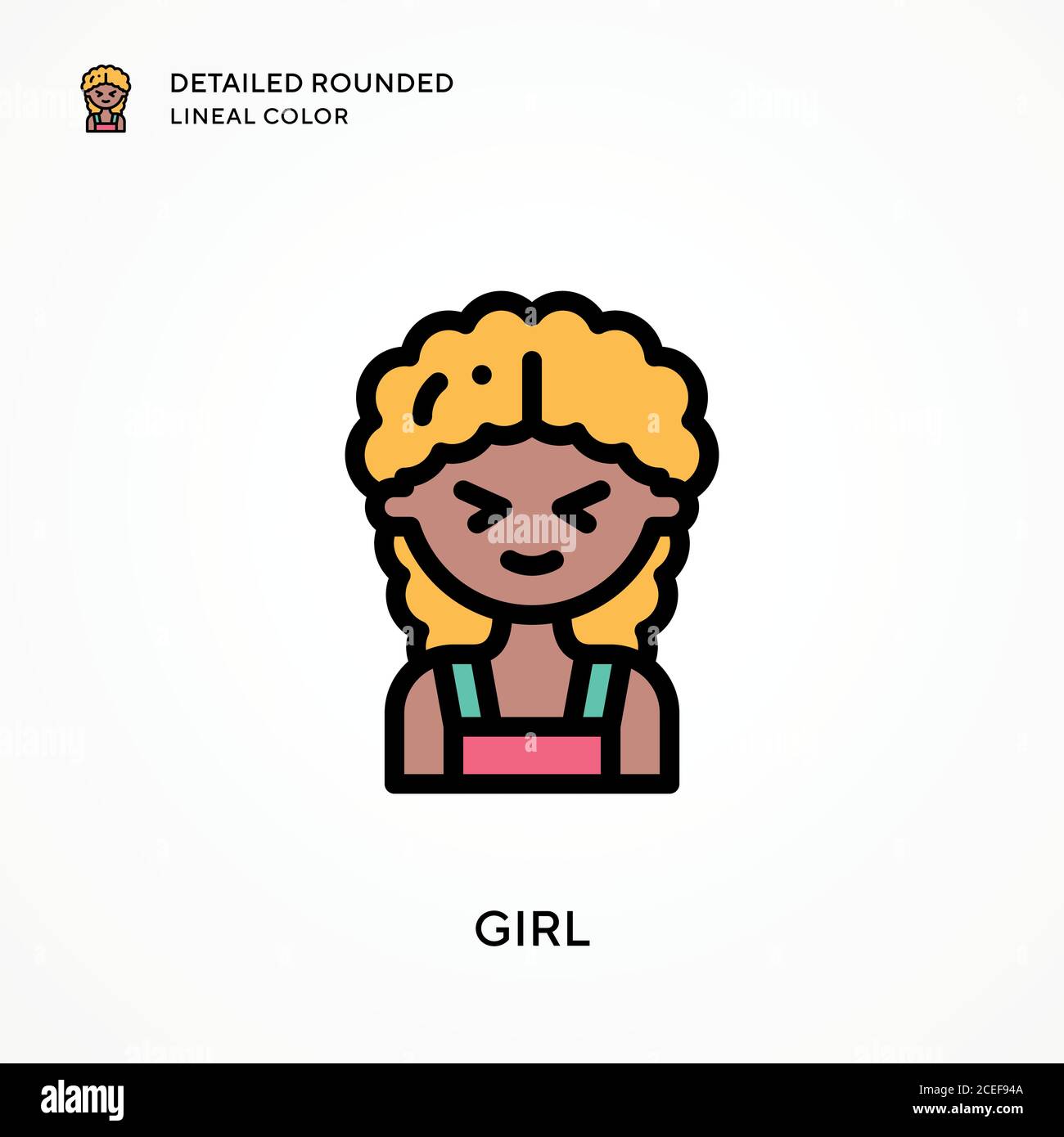 Girl detailed rounded lineal color. Modern vector illustration concepts ...