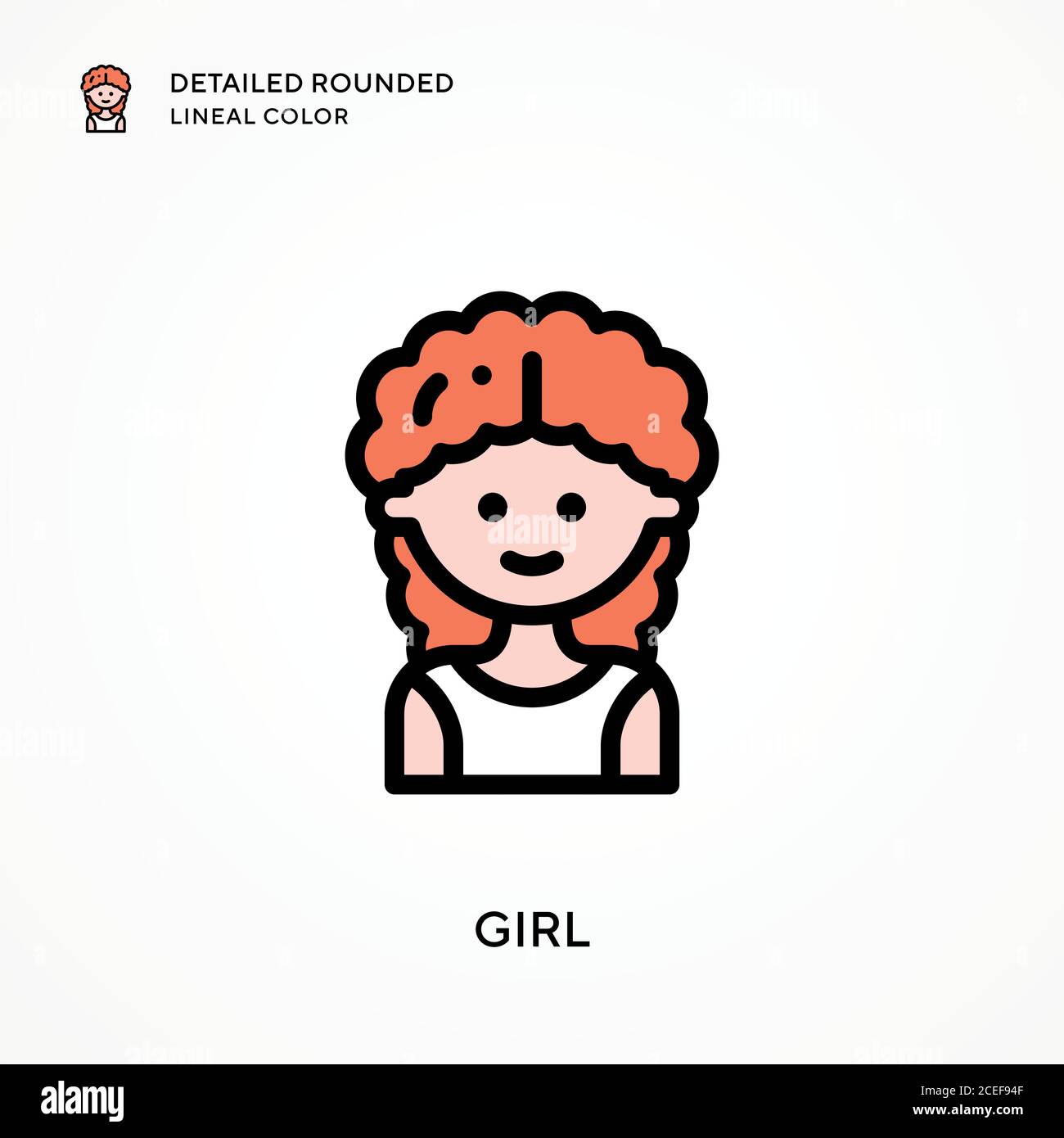 Girl detailed rounded lineal color. Modern vector illustration concepts ...