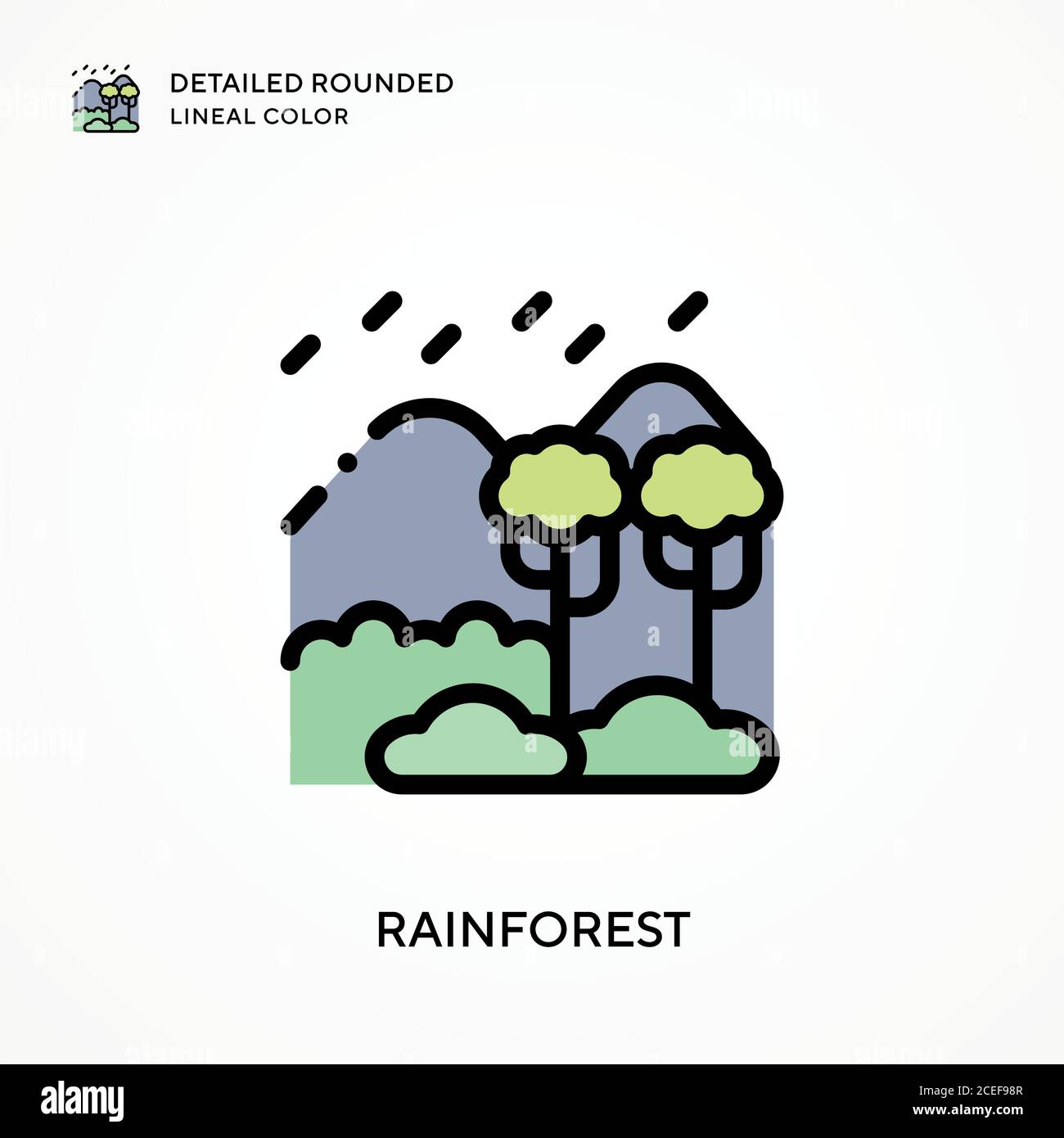 Rainforest detailed rounded lineal color. Modern vector illustration ...