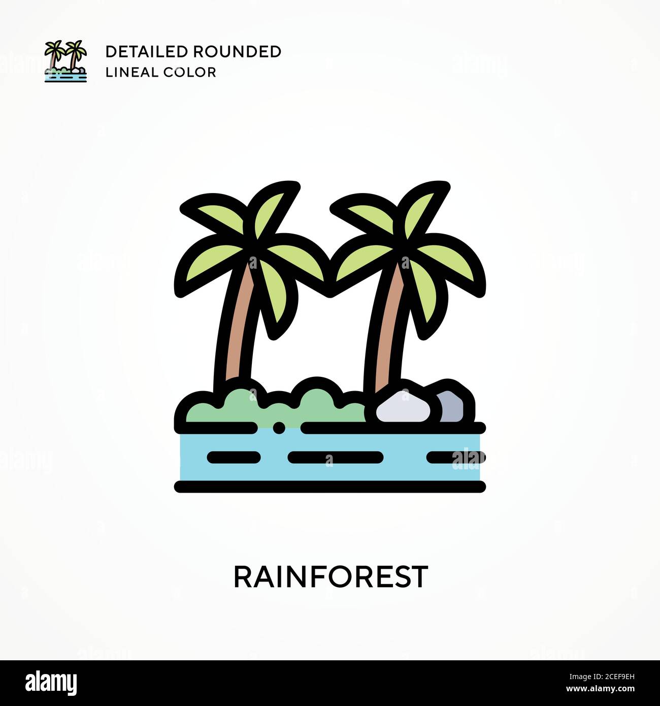 Rainforest detailed rounded lineal color. Modern vector illustration ... Rainforest detailed rounded lineal color. Modern vector illustration ...