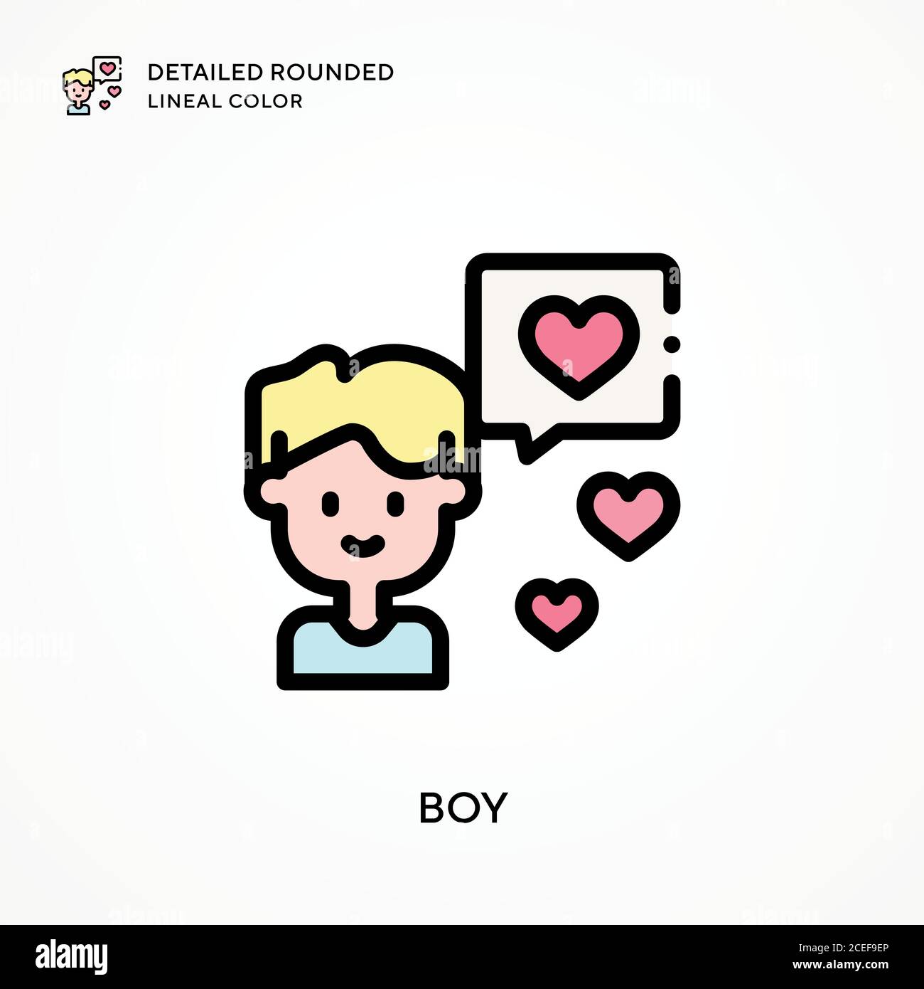 Boy detailed rounded lineal color. Modern vector illustration concepts ...