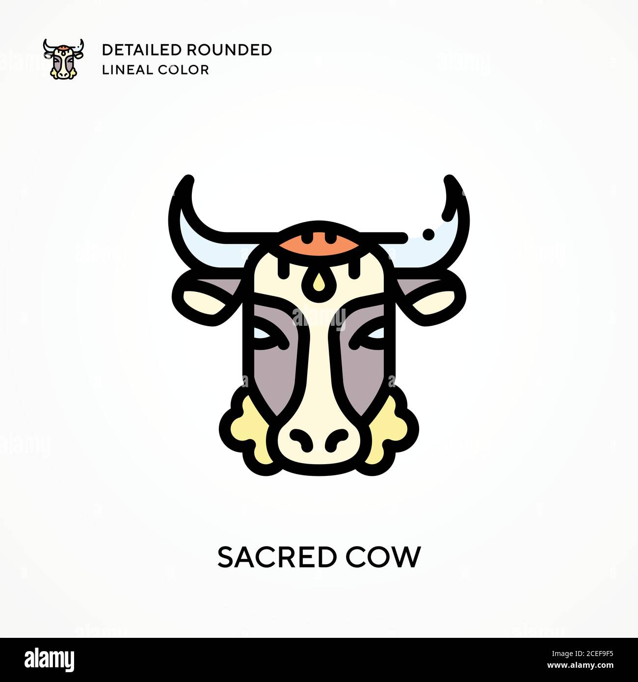 Sacred cow detailed rounded lineal color. Modern vector illustration ...