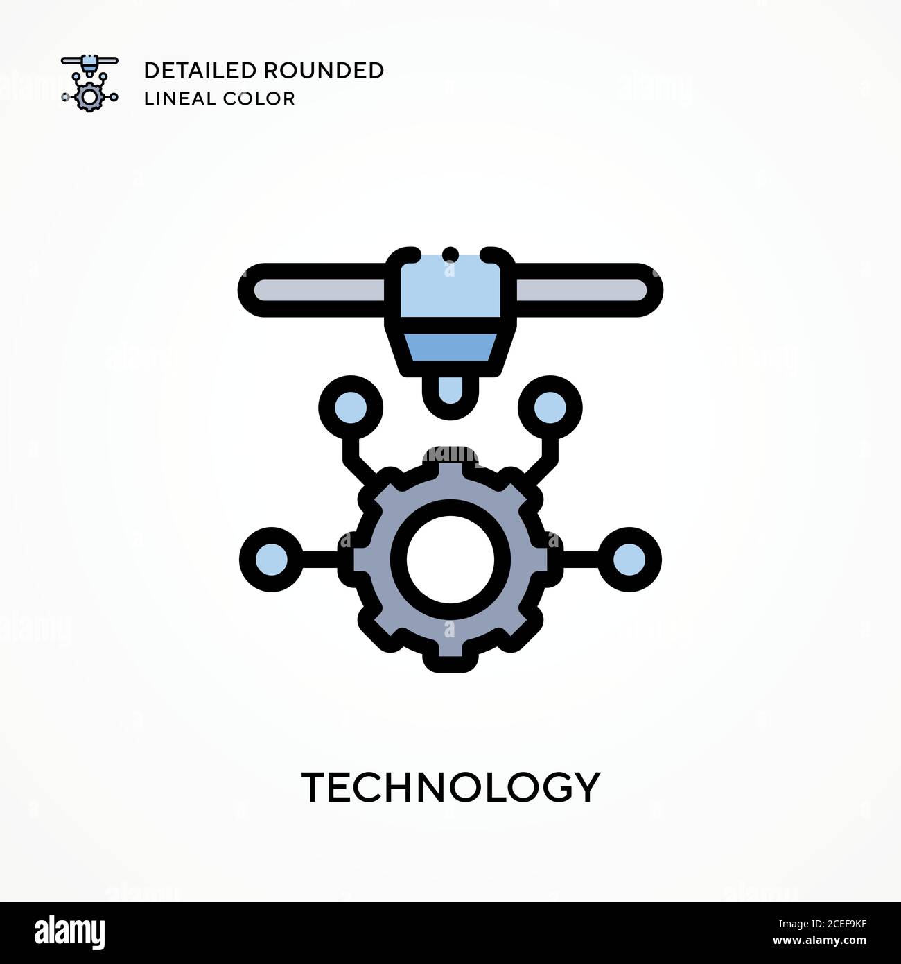 Technology detailed rounded lineal color. Modern vector illustration ...