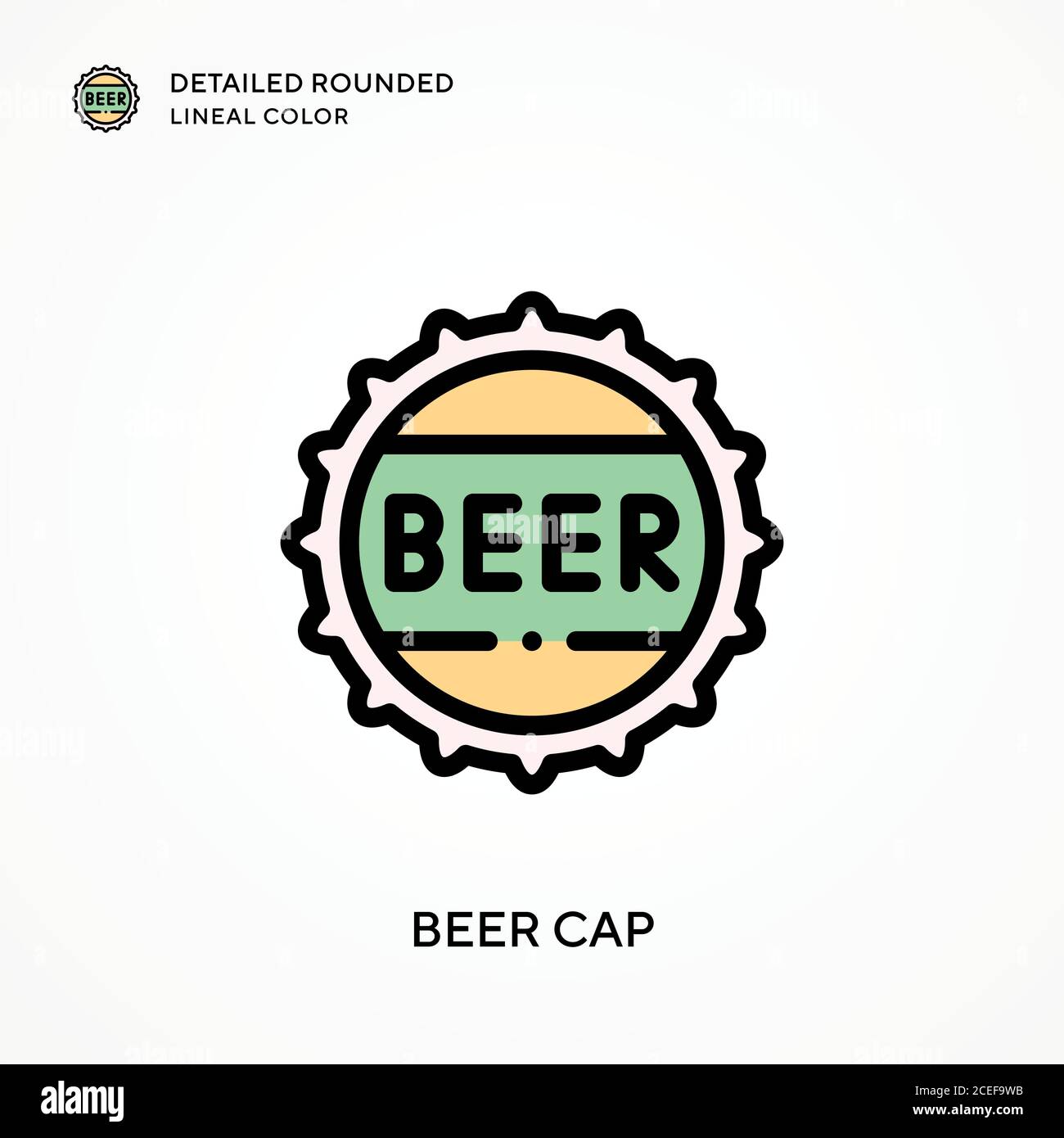 Beer cap detailed rounded lineal color. Modern vector illustration ...