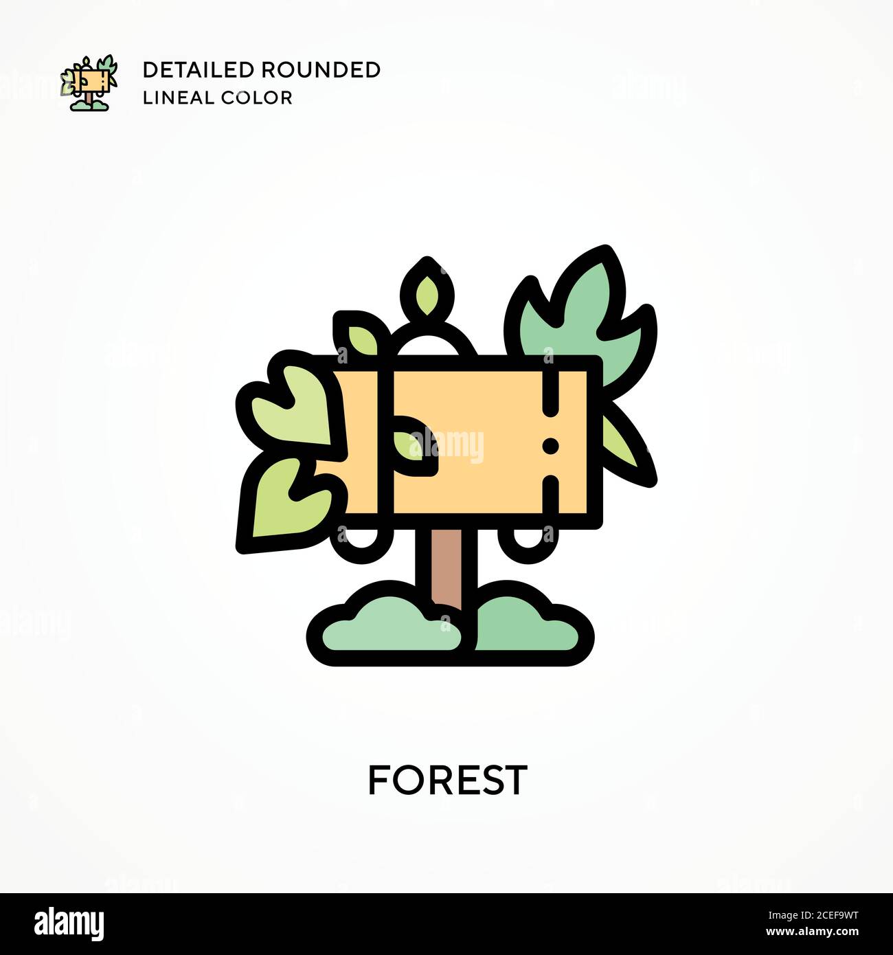 Forest detailed rounded lineal color. Modern vector illustration ...