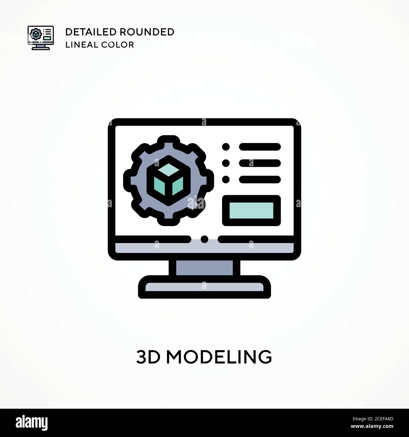 3d modeling detailed rounded lineal color. Modern vector illustration ...