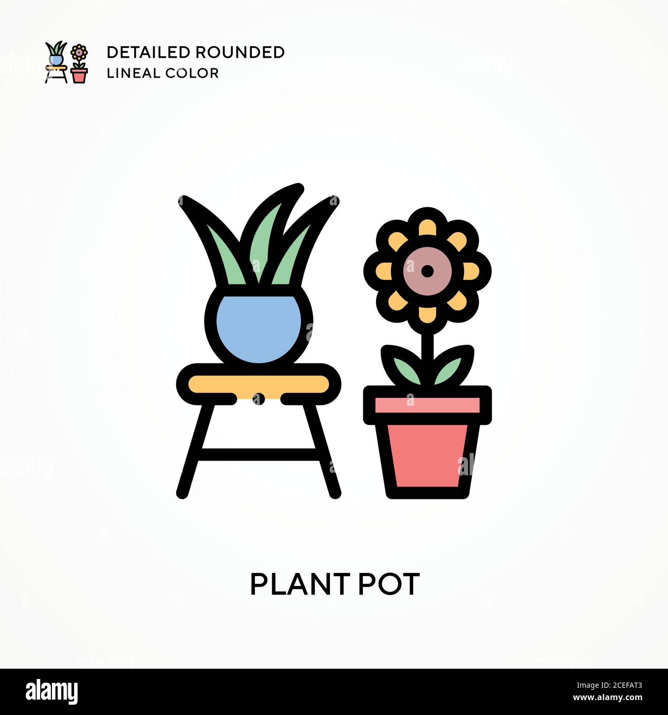 Plant pot detailed rounded lineal color. Modern vector illustration concepts. Easy to edit and ...