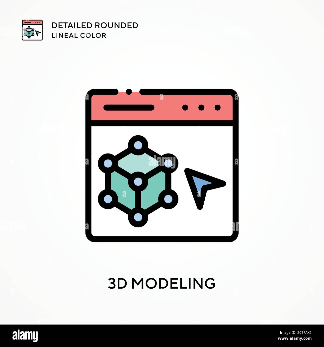 3d modeling detailed rounded lineal color. Modern vector illustration ...