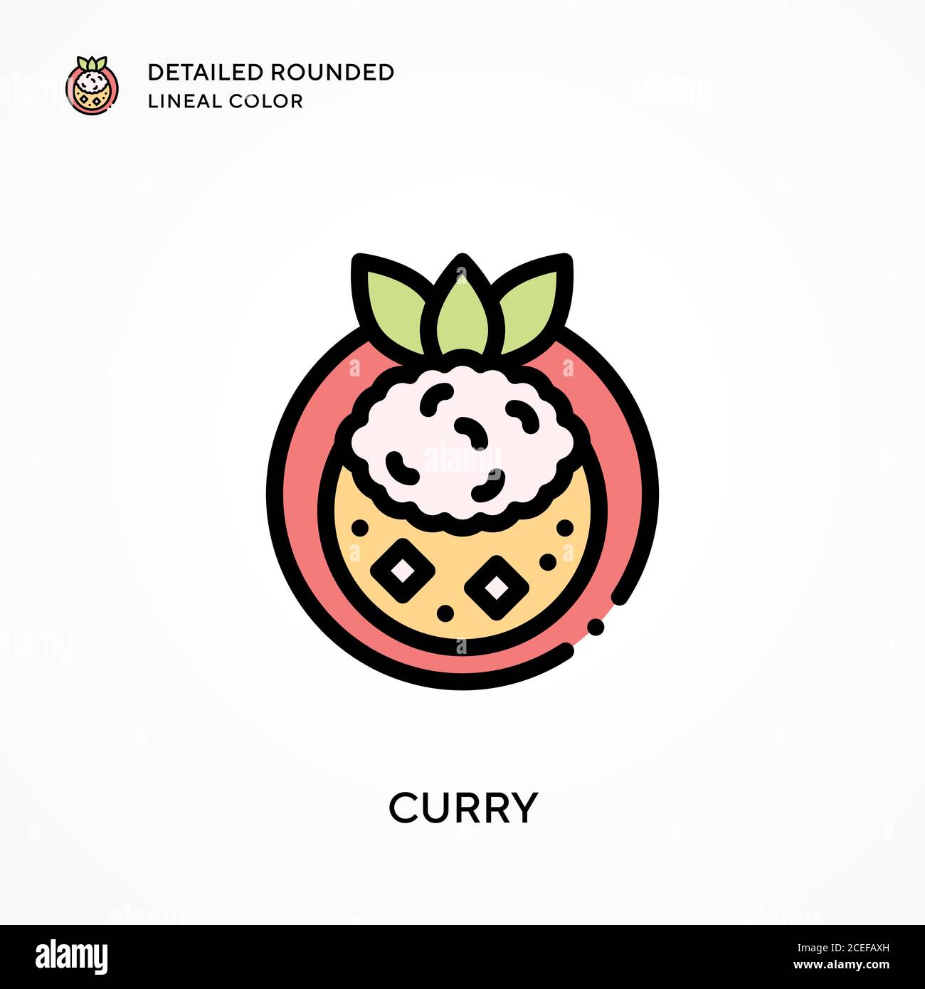 Curry detailed rounded lineal color. Modern vector illustration ...