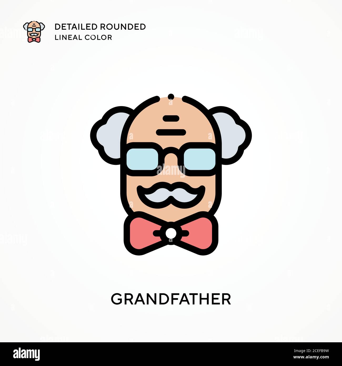 Grandfather detailed rounded lineal color. Modern vector illustration ...