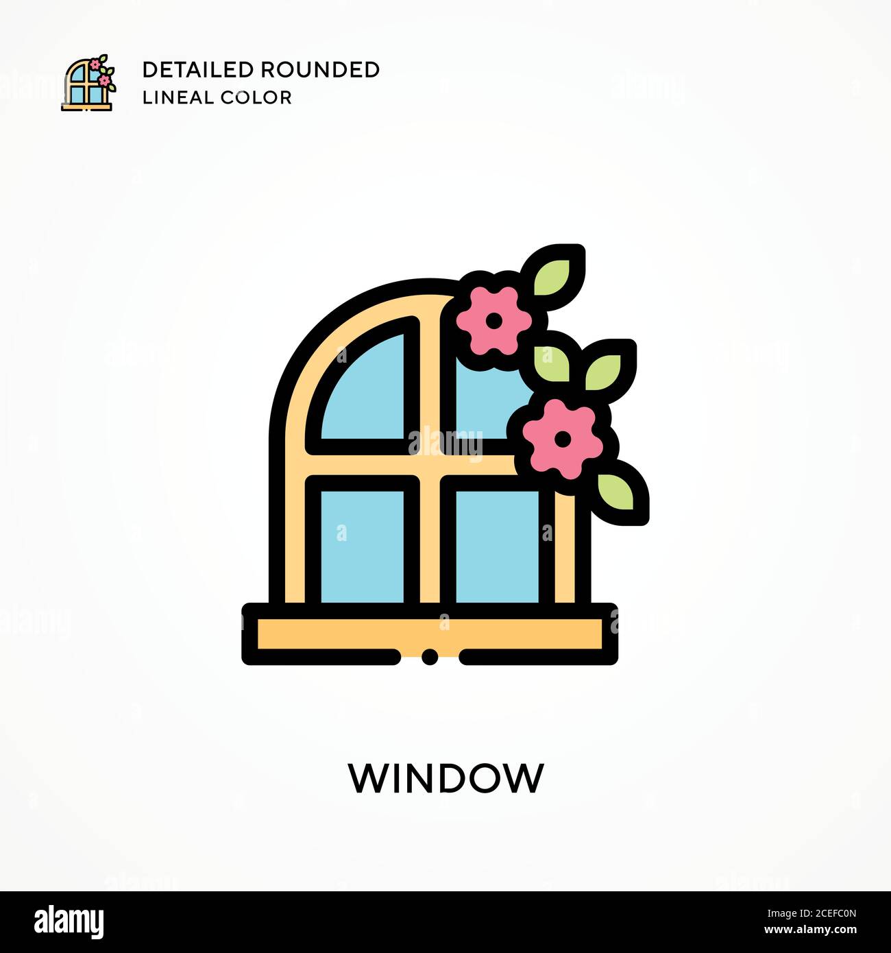 Window detailed rounded lineal color. Modern vector illustration ...