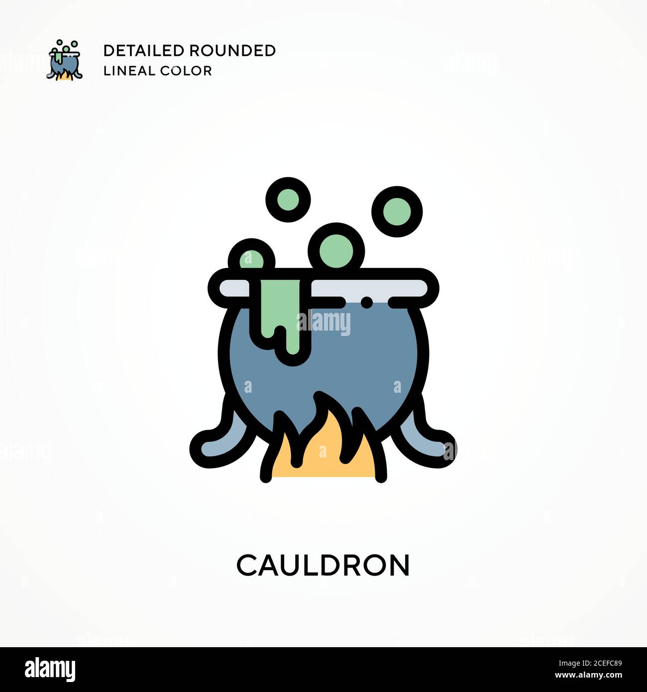 Cauldron detailed rounded lineal color. Modern vector illustration ...