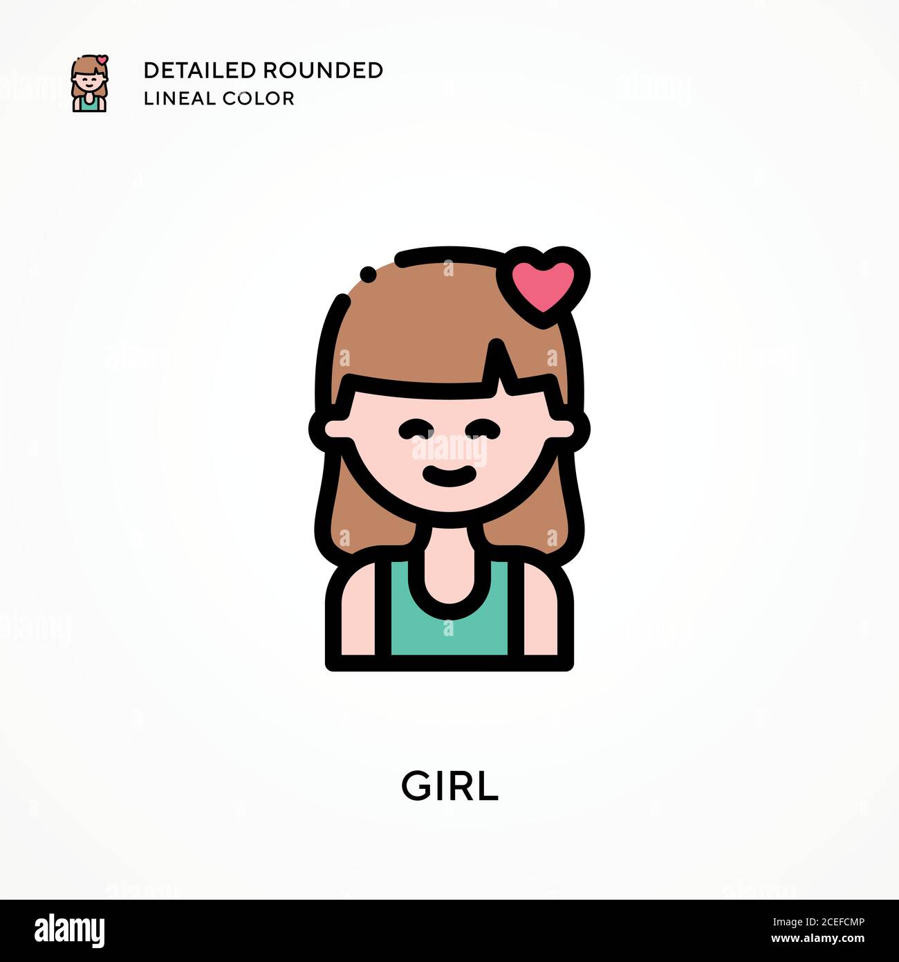Girl detailed rounded lineal color. Modern vector illustration concepts ...