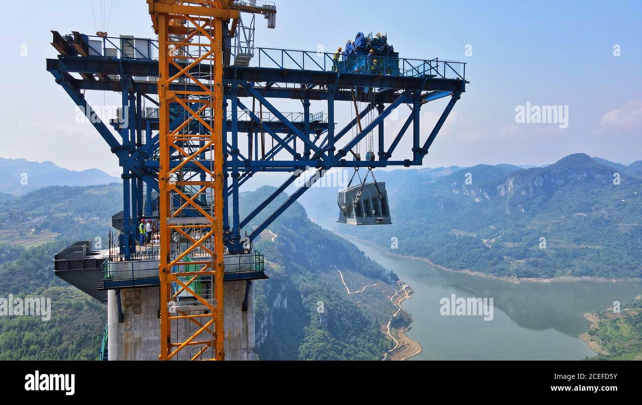 Weng'an. 1st Sep, 2020. Aerial photo taken on Sept. 1, 2020 shows the ...