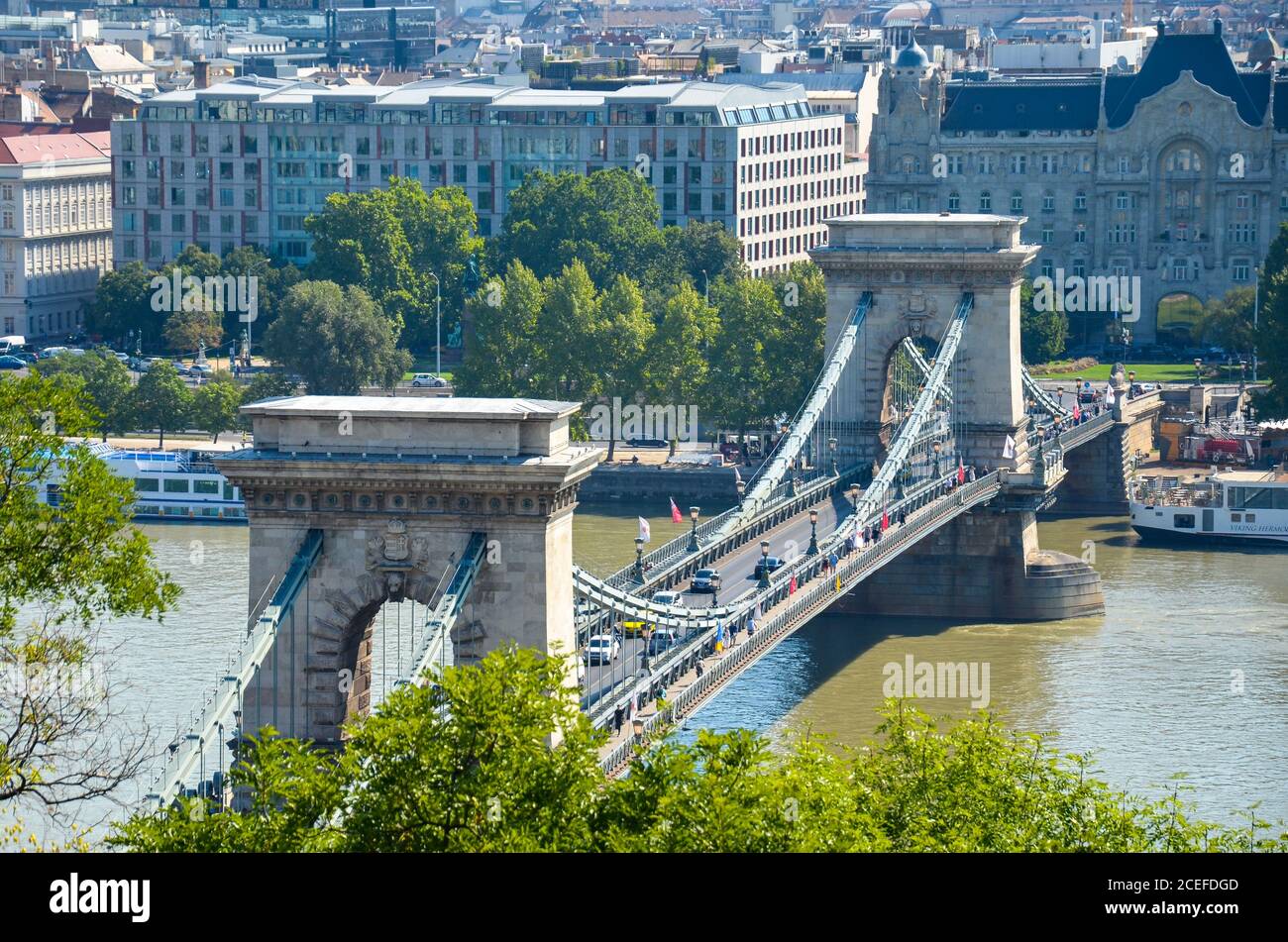 Architectonic connections, roadways and bridges. View of Széchenyi ...