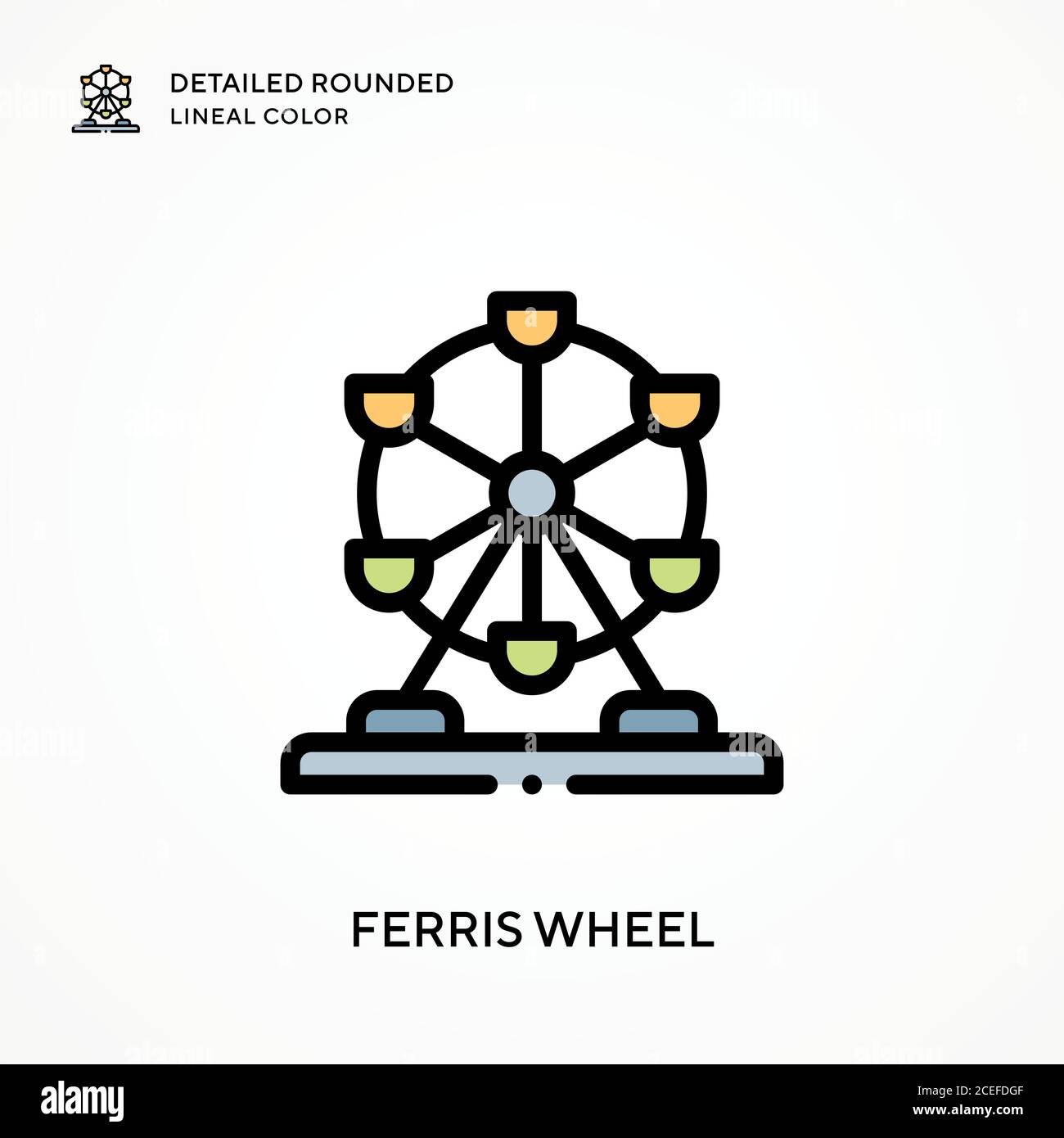Ferris wheel detailed rounded lineal color. Modern vector illustration concepts. Easy to edit ...