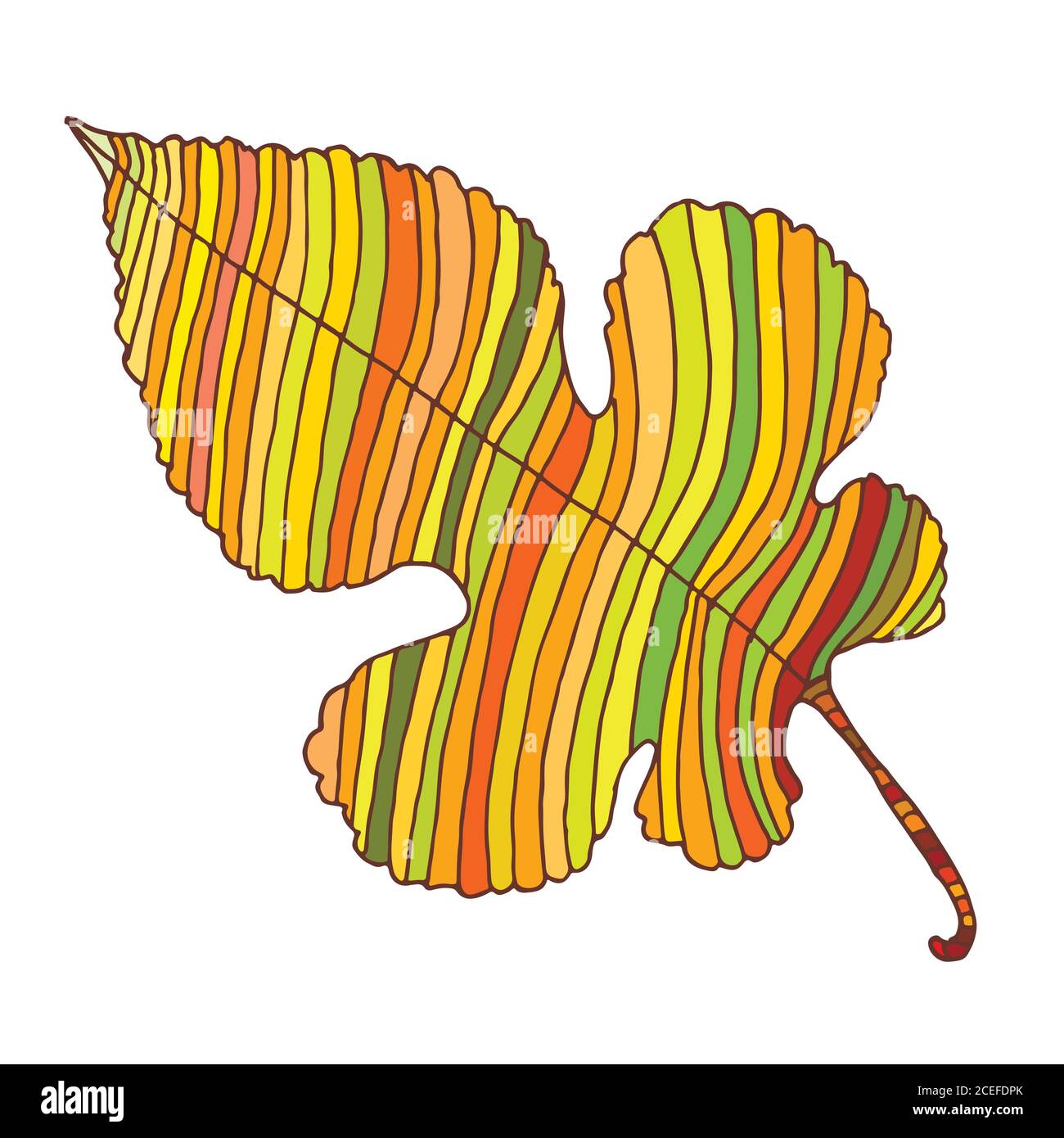 Beautiful, colorful line, autumn leaf, cartoon style, isolated o Stock ...