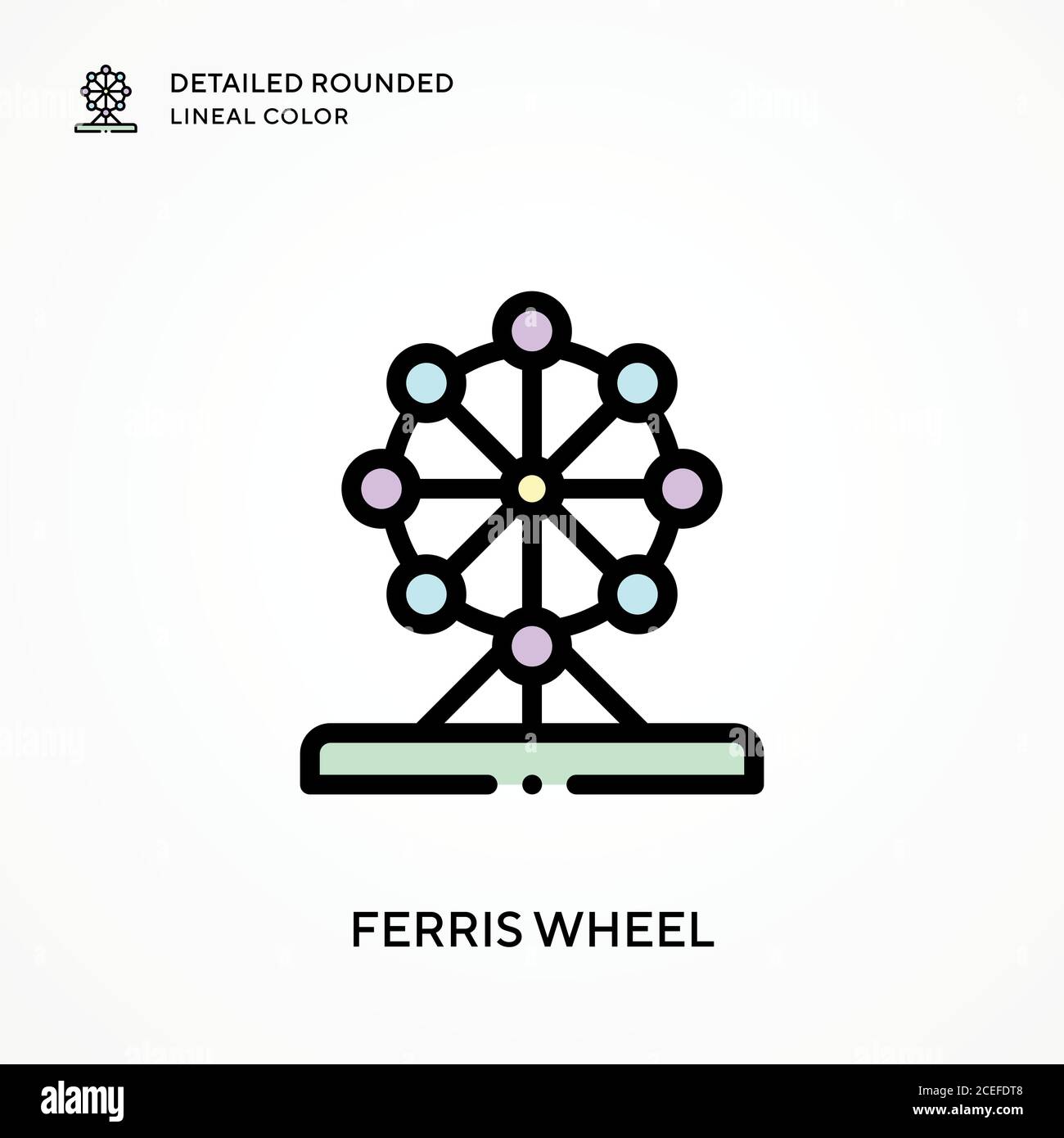 Ferris wheel detailed rounded lineal color. Modern vector illustration concepts. Easy to edit ...