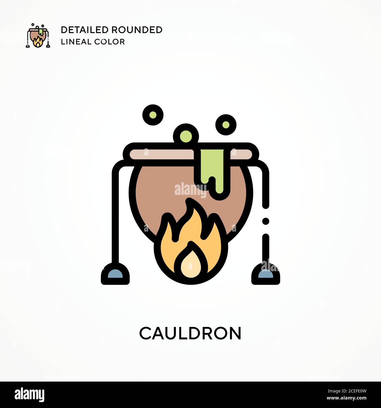 Cauldron detailed rounded lineal color. Modern vector illustration ...