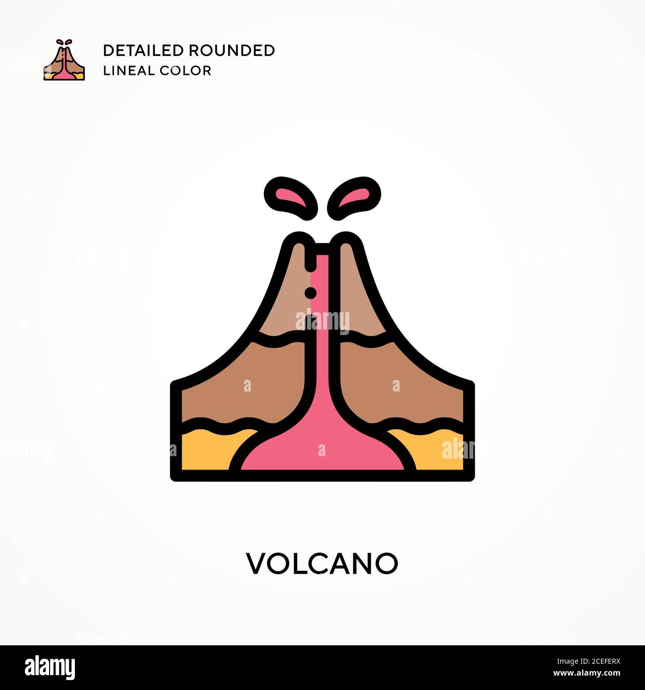 Volcano detailed rounded lineal color. Modern vector illustration concepts. Easy to edit and ...