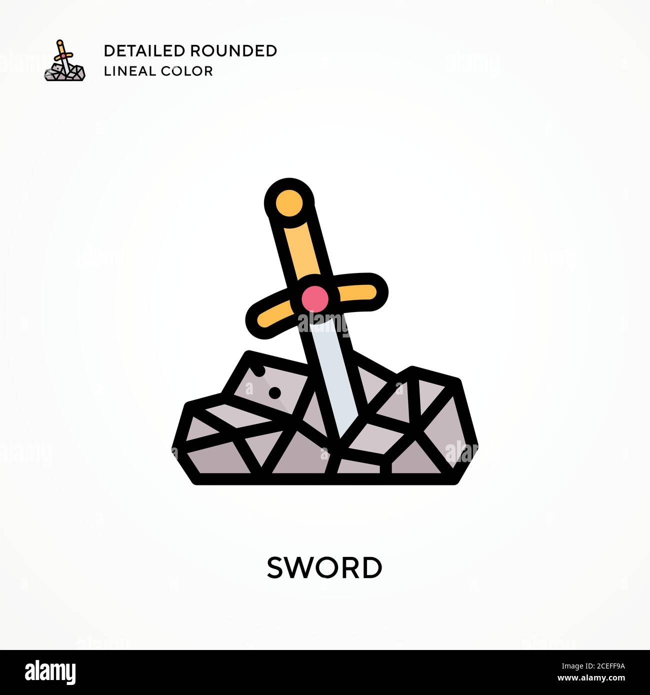 Sword detailed rounded lineal color. Modern vector illustration ...