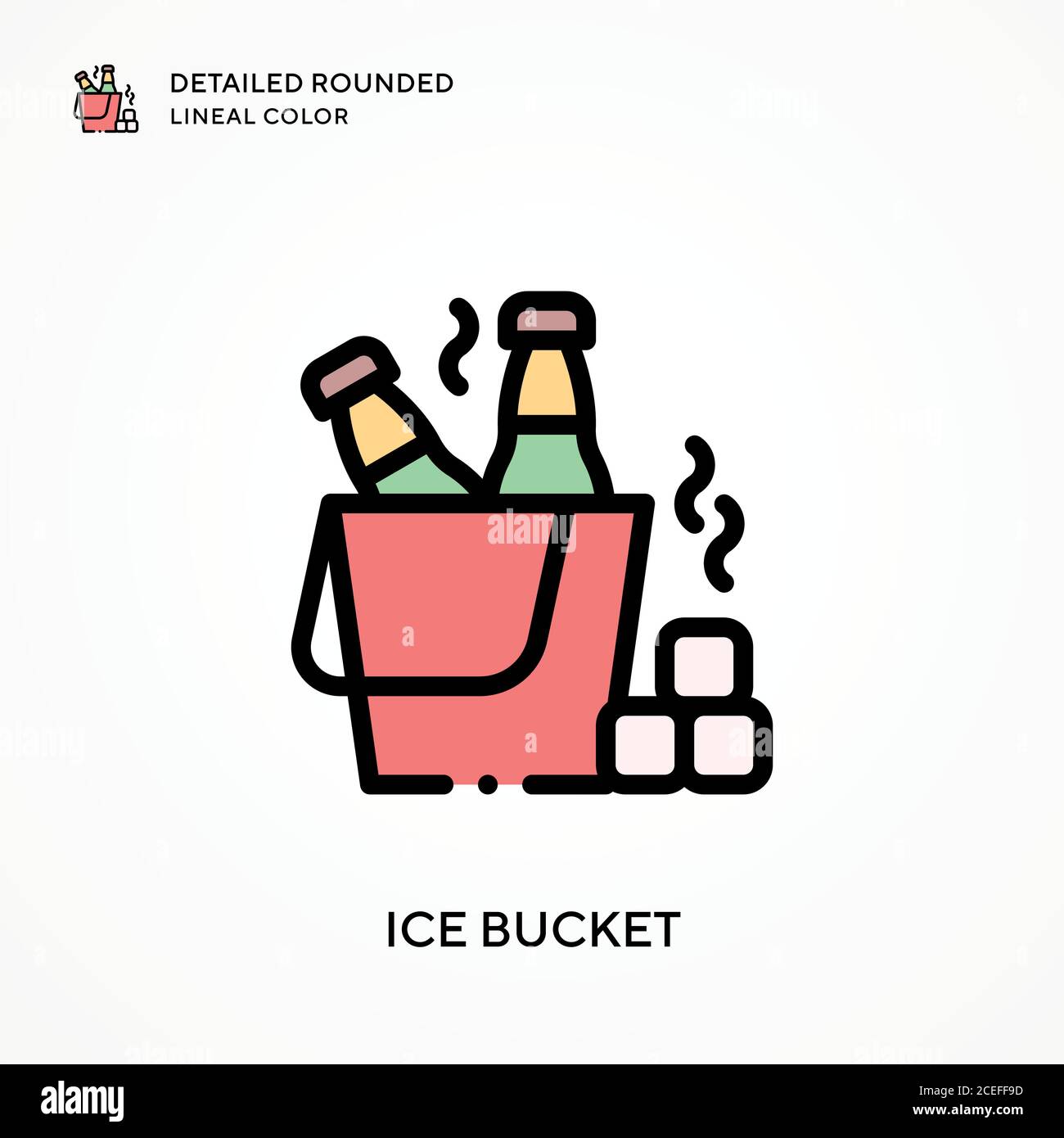 Ice bucket detailed rounded lineal color. Modern vector illustration concepts. Easy to edit and ...