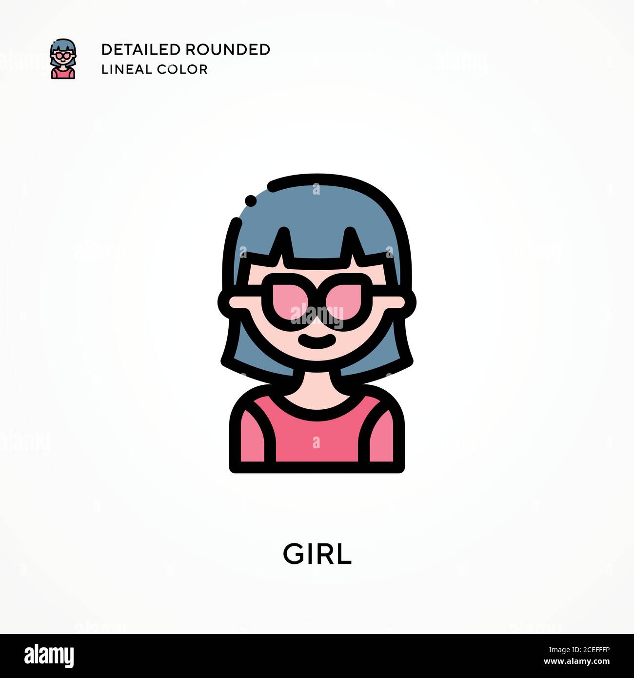 Girl detailed rounded lineal color. Modern vector illustration concepts ...