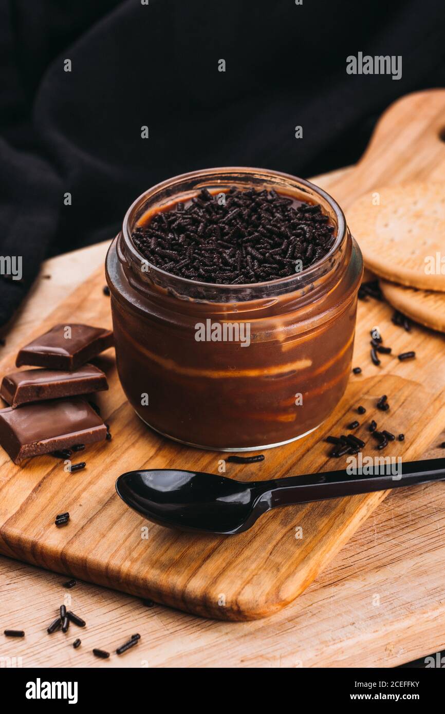 Mousse dessert in jar Stock Photo - Alamy