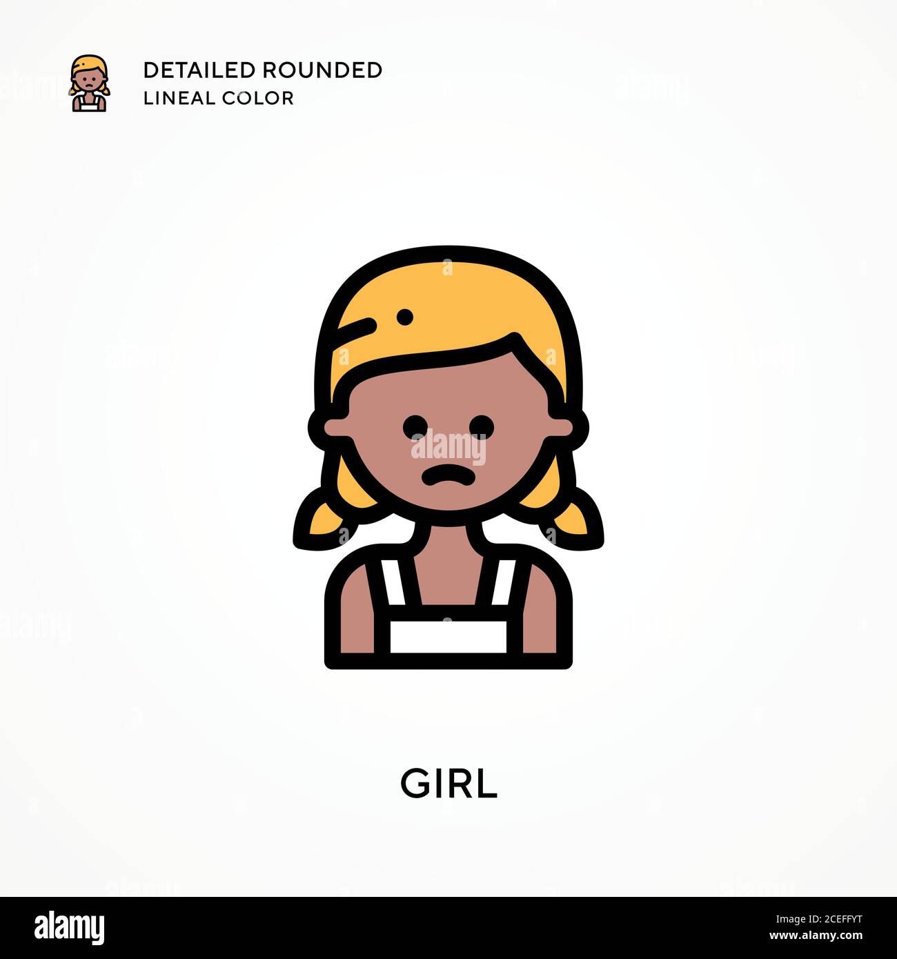 Girl detailed rounded lineal color. Modern vector illustration concepts ...