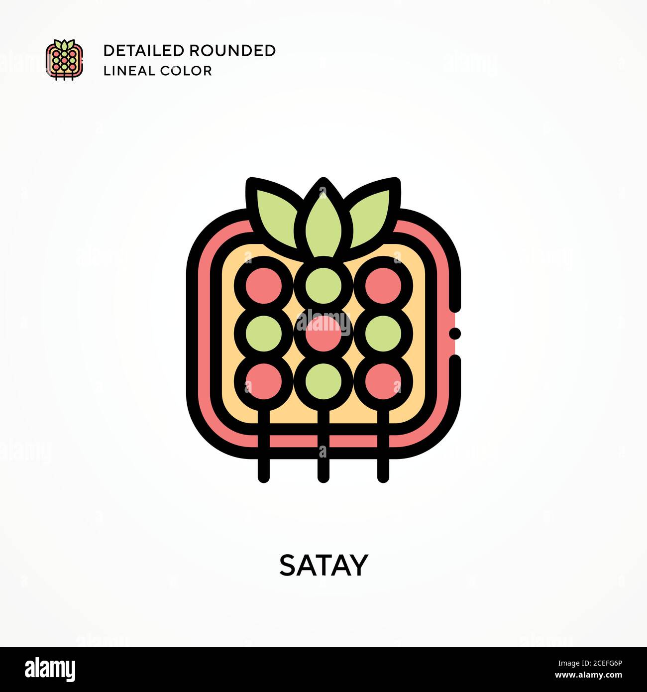Satay detailed rounded lineal color. Modern vector illustration ...