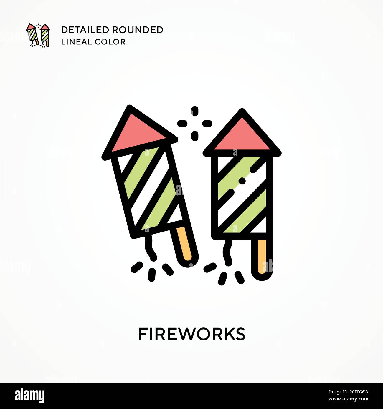 Fireworks detailed rounded lineal color. Modern vector illustration ...