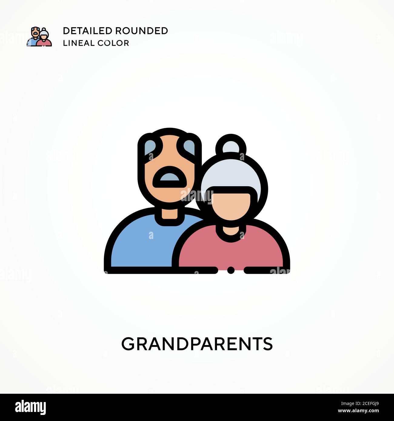 Grandparents detailed rounded lineal color. Modern vector illustration ... Grandparents detailed rounded lineal color. Modern vector illustration ...