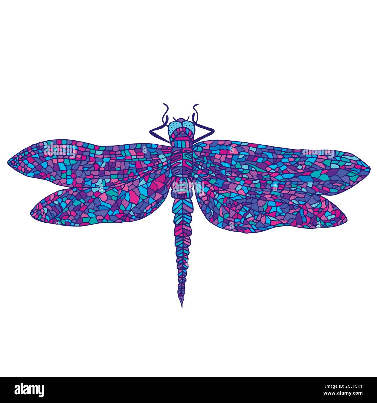 Decorative, beautiful, graceful dragonfly, psychedelic style, mu Stock ...