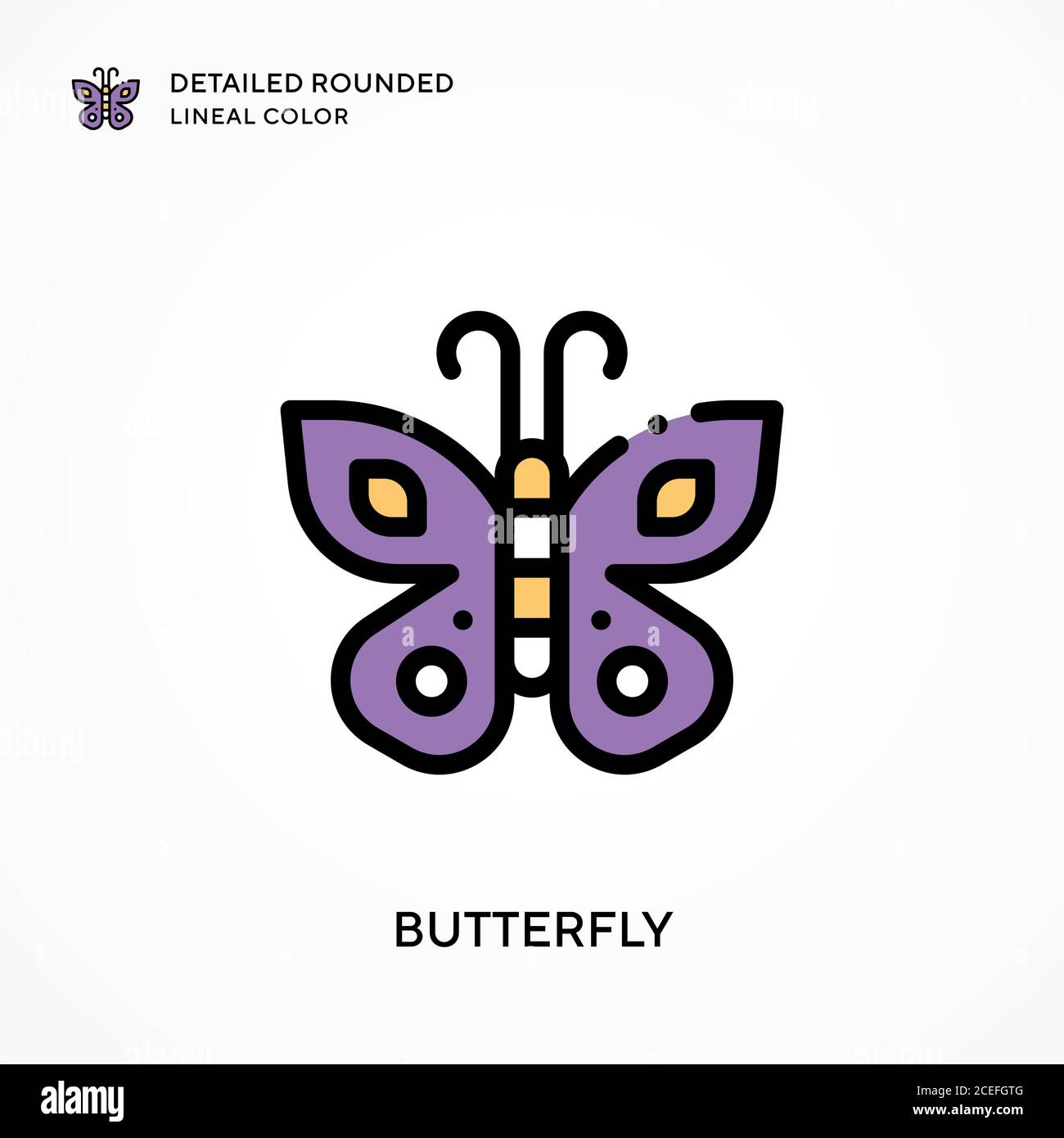 Butterfly detailed rounded lineal color. Modern vector illustration ...