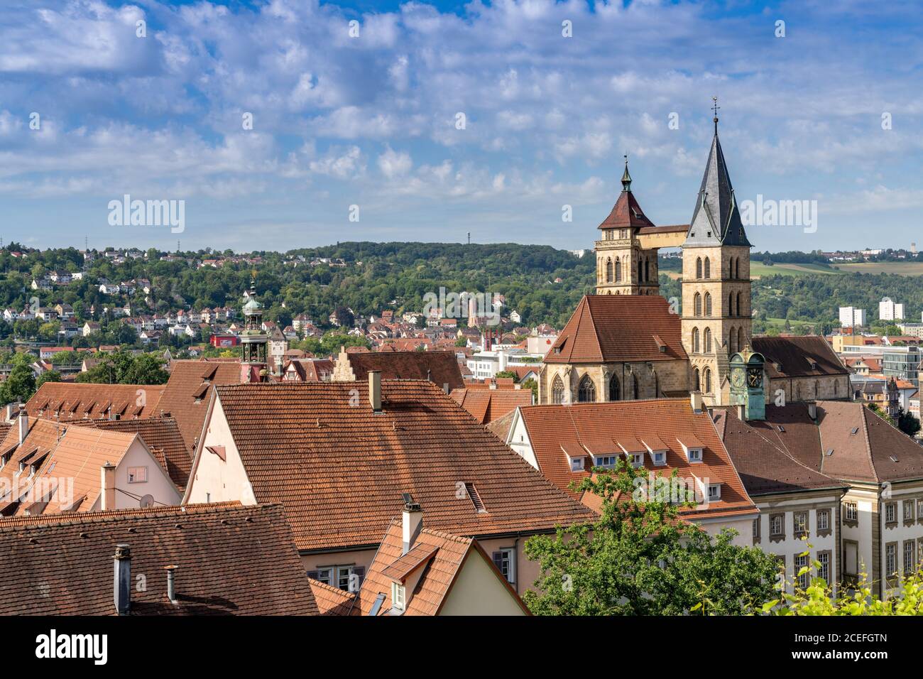 A view of the historic old city center of Esslingen on the Neckar Stock ...