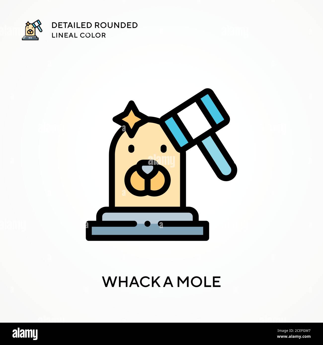 Whack a mole detailed rounded lineal color. Modern vector illustration concepts. Easy to edit ...