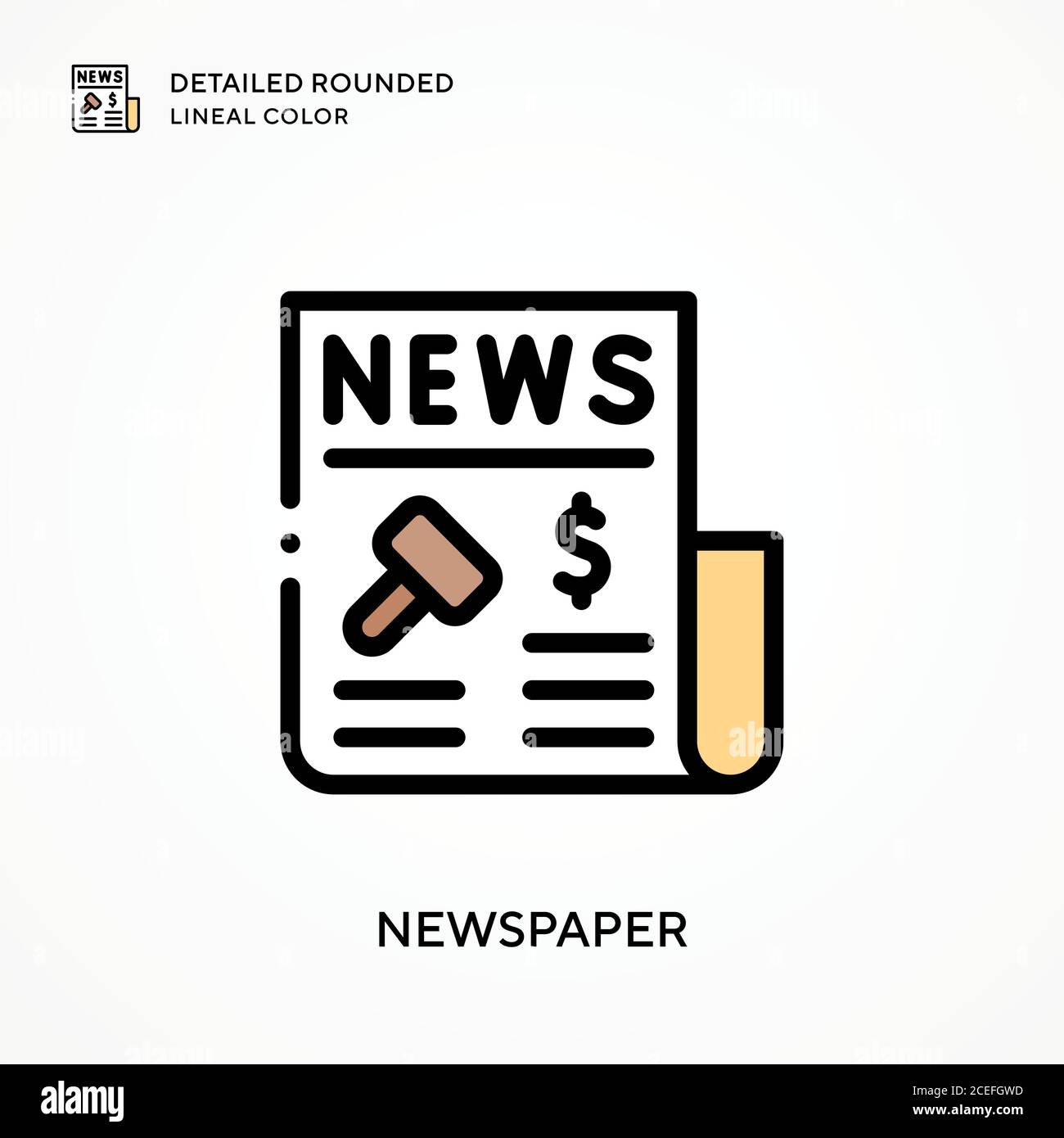 Newspaper detailed rounded lineal color. Modern vector illustration ...